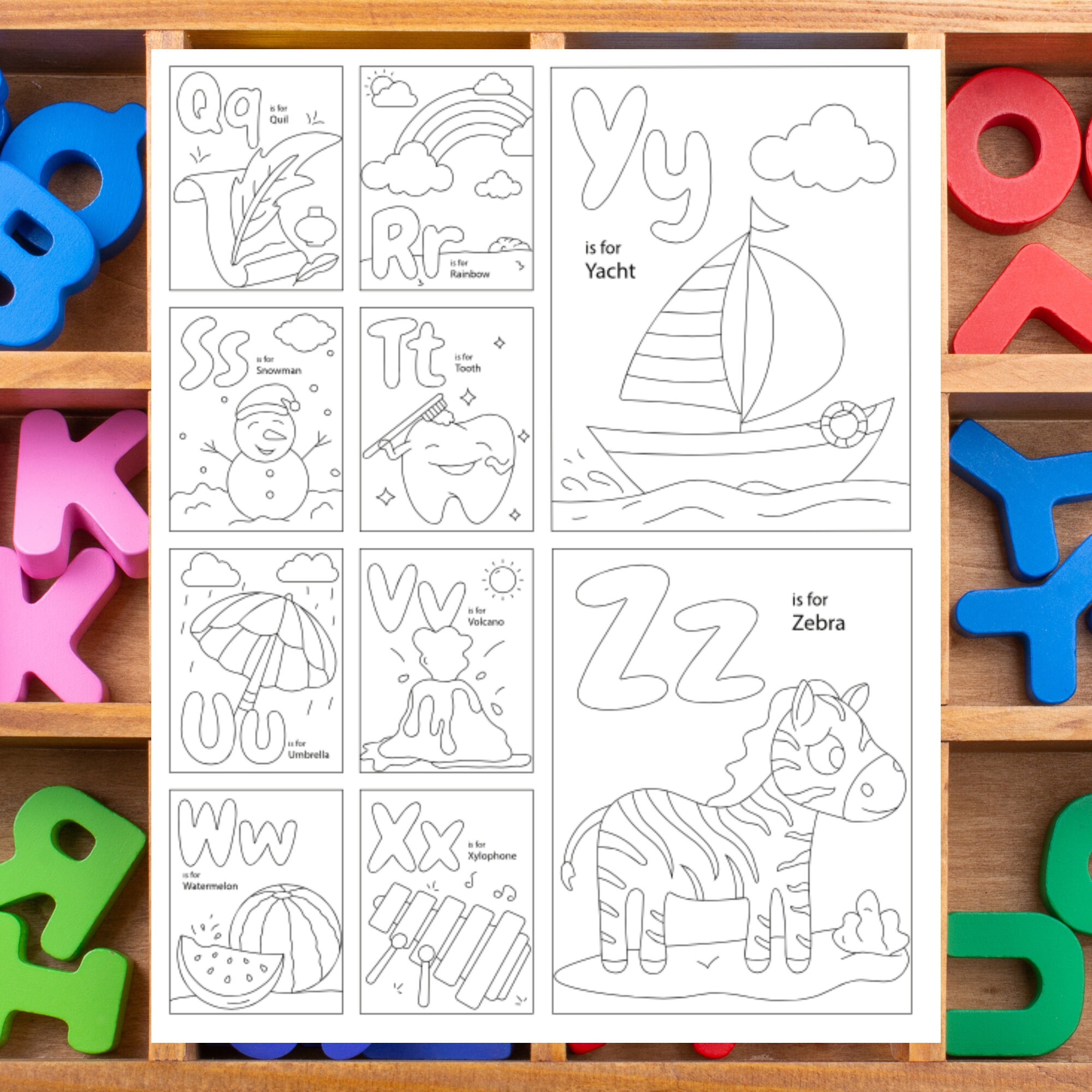 Educational Alphabet Coloring Pages/book/ Acitivity With FREE ITEM for ...