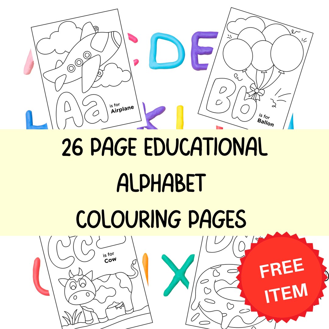 Educational Alphabet Coloring Pages/book/ Acitivity With FREE ITEM for ...