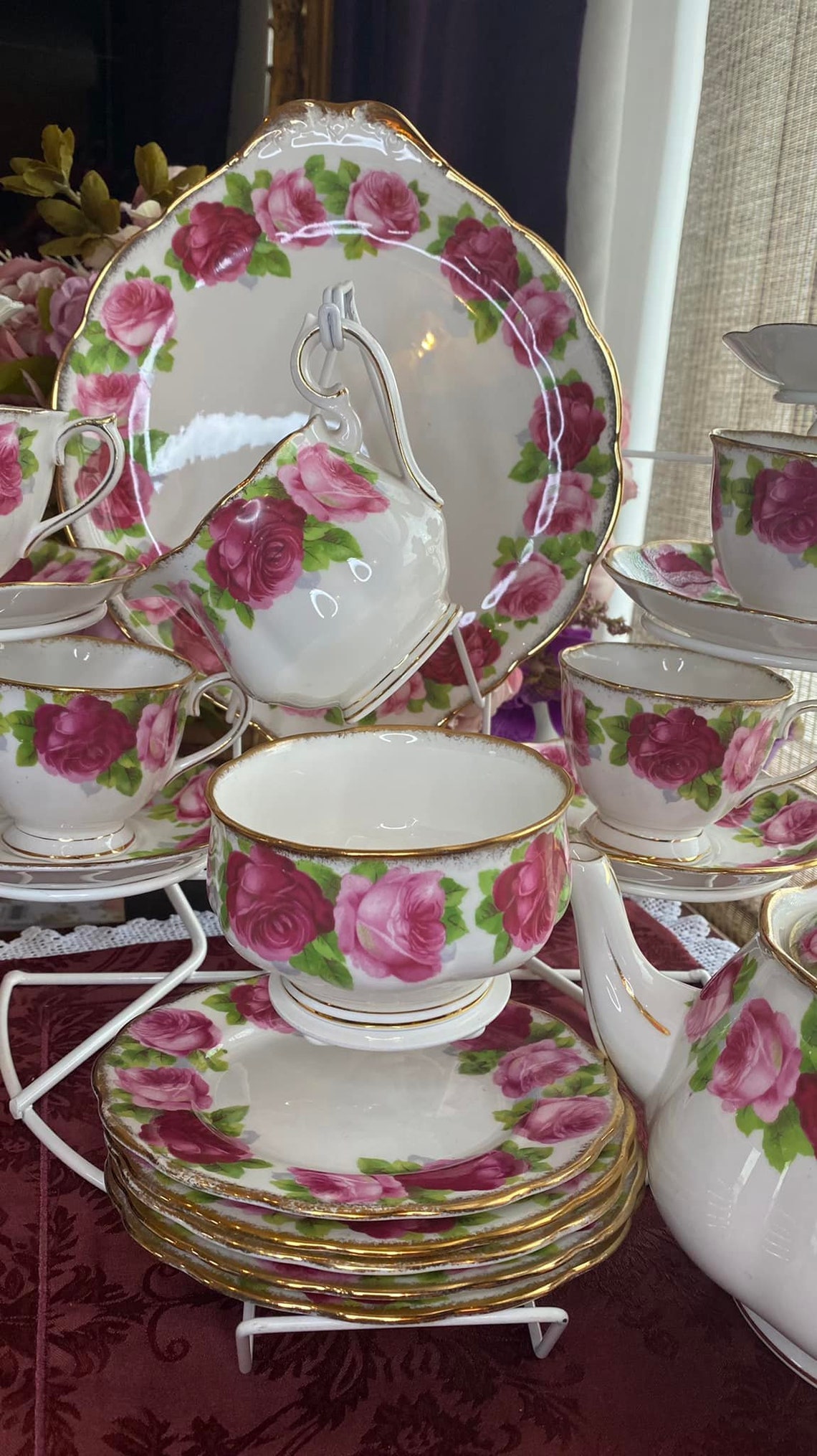 ROYAL ALBERT Old English Rose 22 Piece Tea Set.teapot6 - Etsy UK
