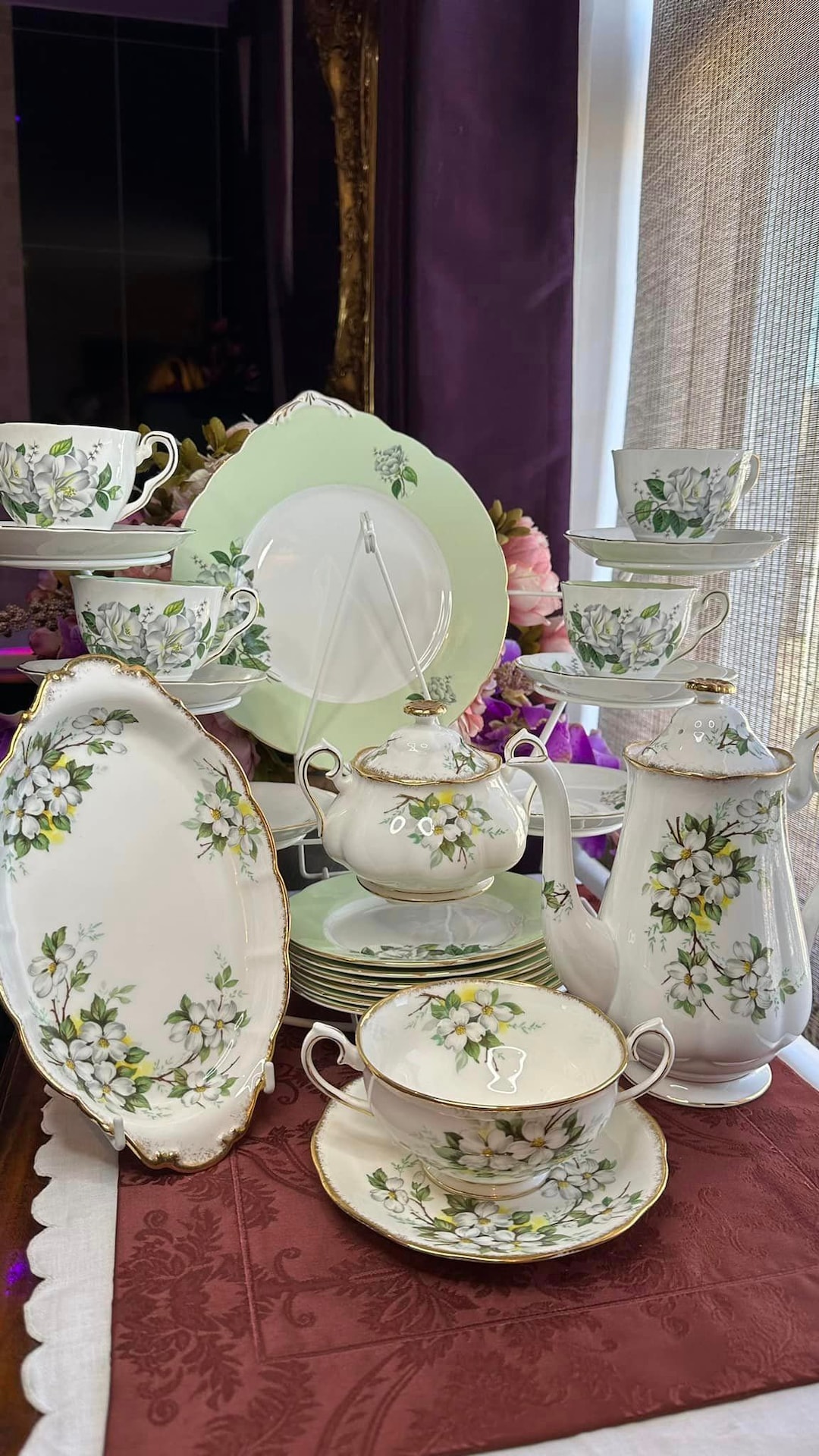 ROYAL ALBERT White Dogwood and Royal Stafford Mixed Matched Tea Set - Etsy