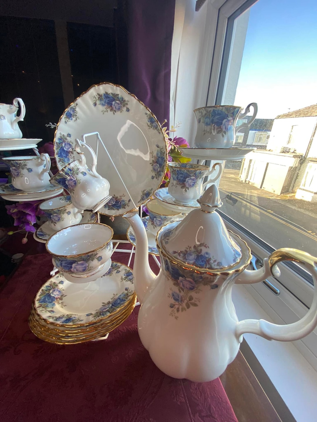 ROYAL ALBERT Moonlight Rose 21 Piece Set. Coffee Pot,cake Plate,6 ...