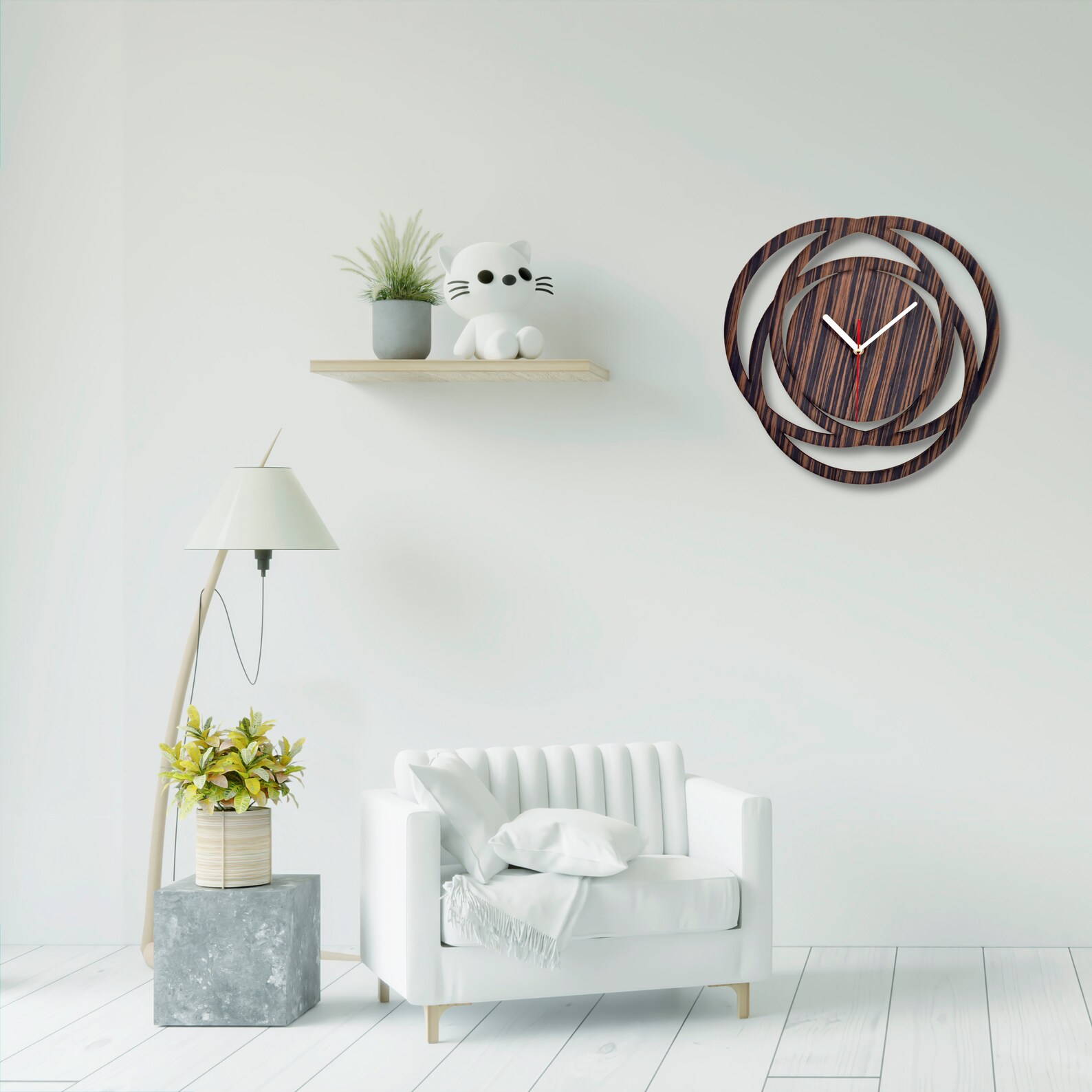Contemporary Wood Wall Clock Wooden Analogue Wall Clock - Etsy