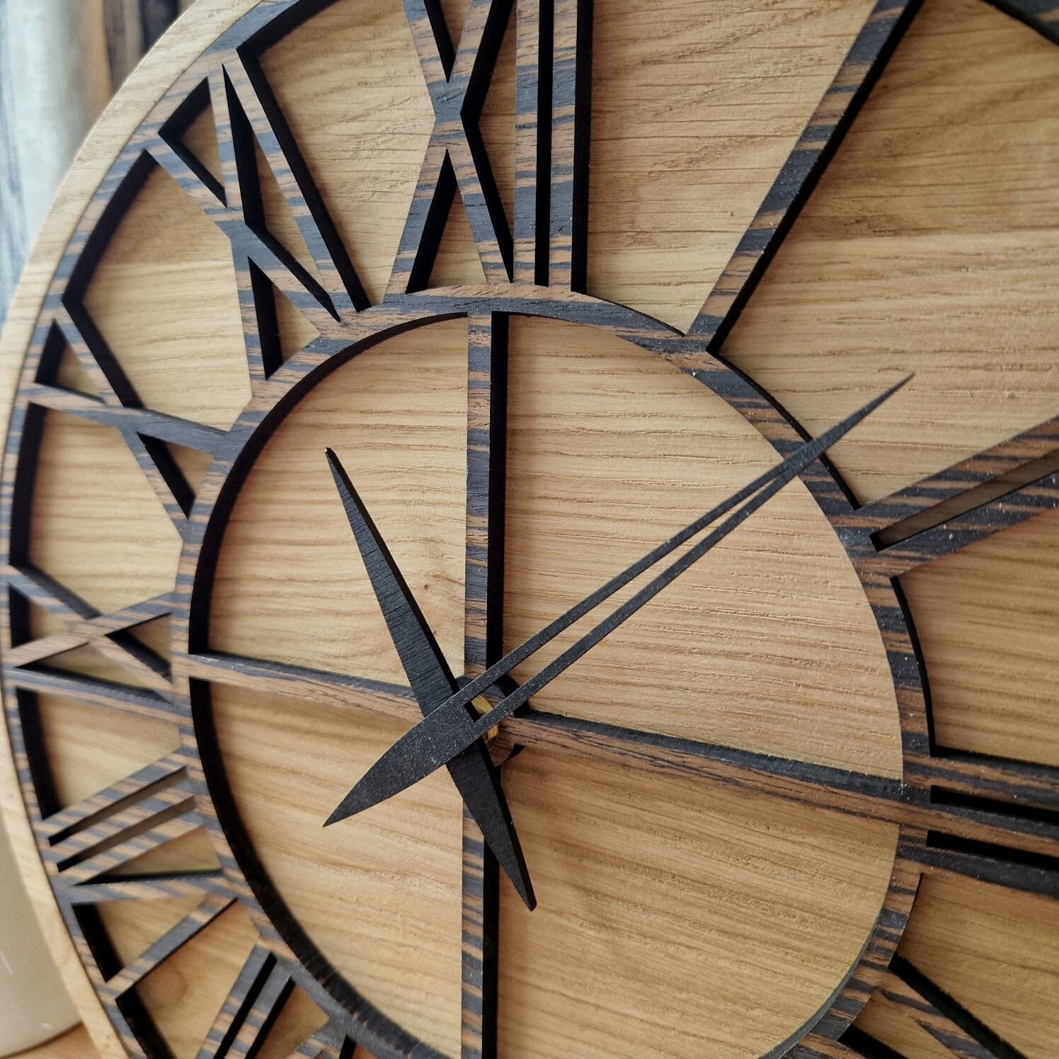 100% Solid Oak Wood Wall Clock Skeleton Clock Hardwood - Etsy UK