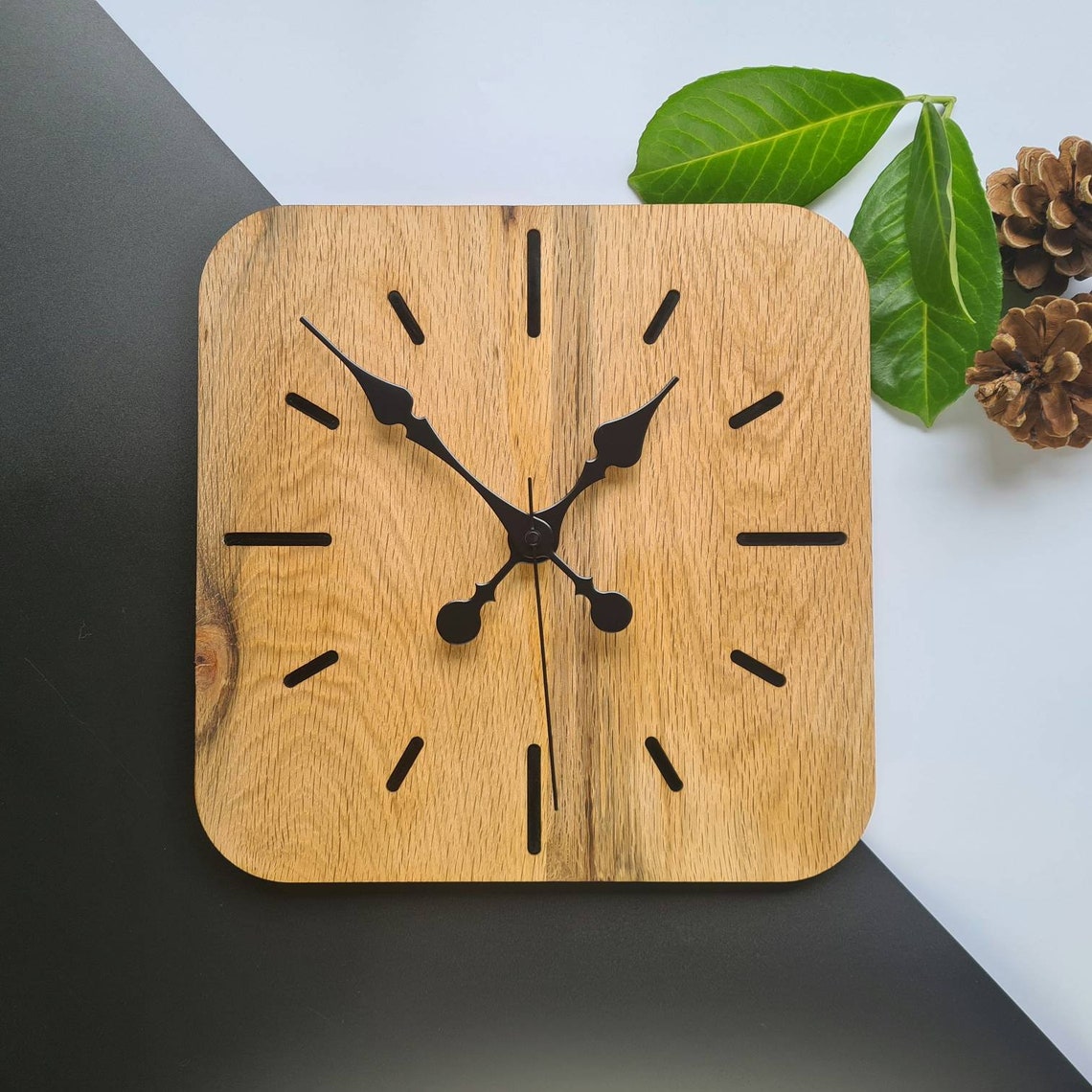 Personalised Clock 100% Solid Oak Wooden Wall Clock | Etsy