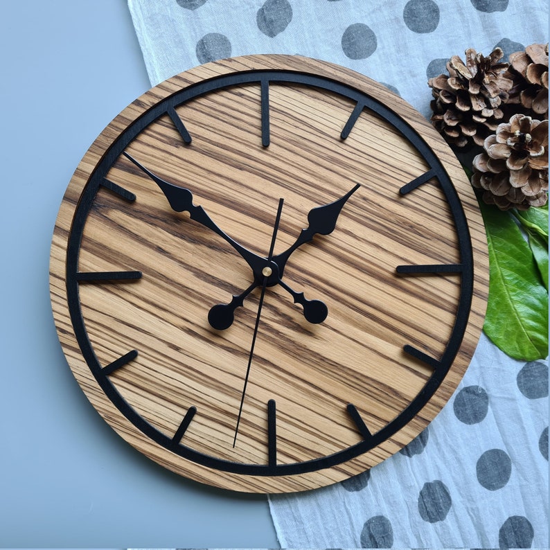 Exotic Wooden Wall Clock Zebrano Wood Wall Clock Modern - Etsy UK