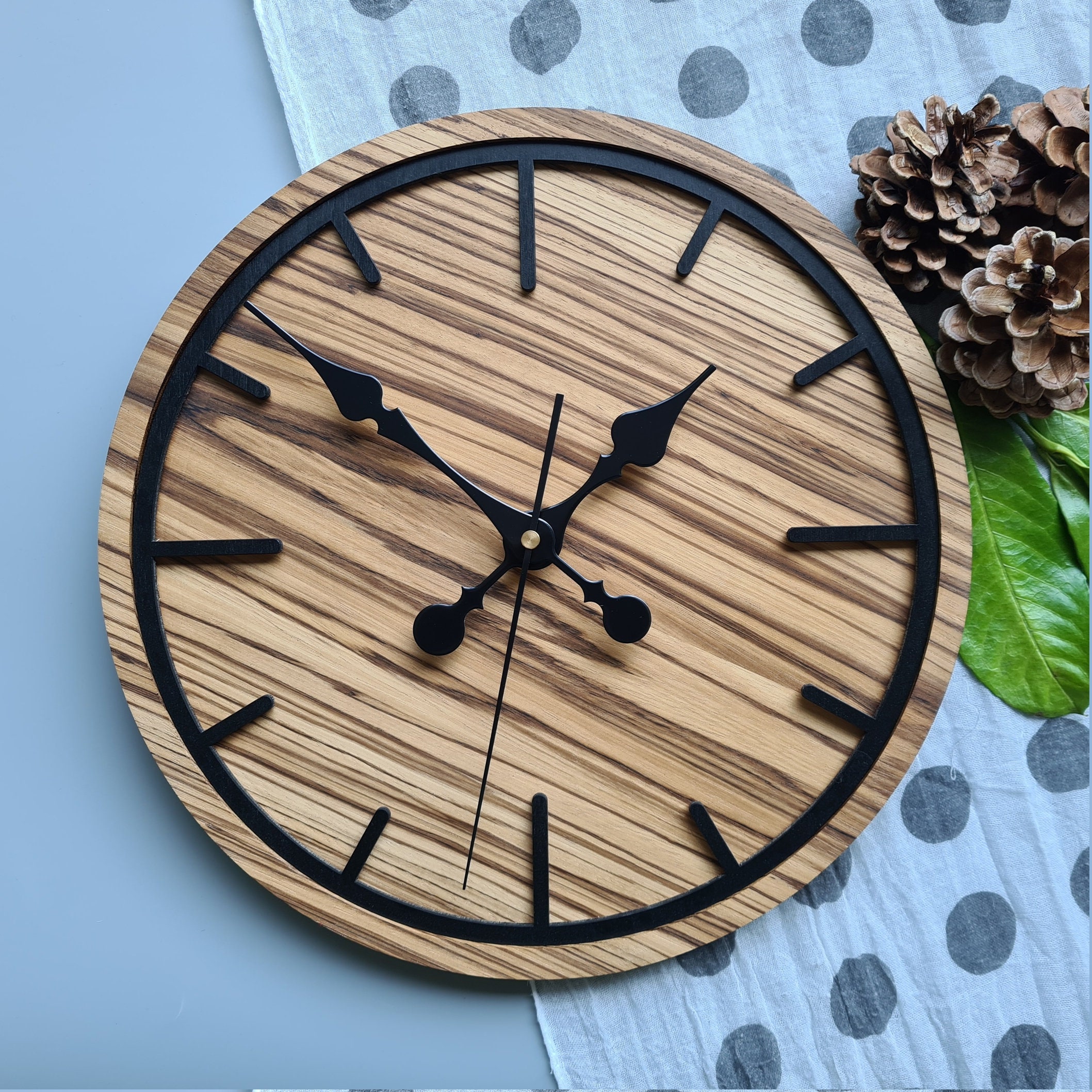 Exotic Wooden Wall Clock Zebrano Wood Wall Clock Modern - Etsy UK