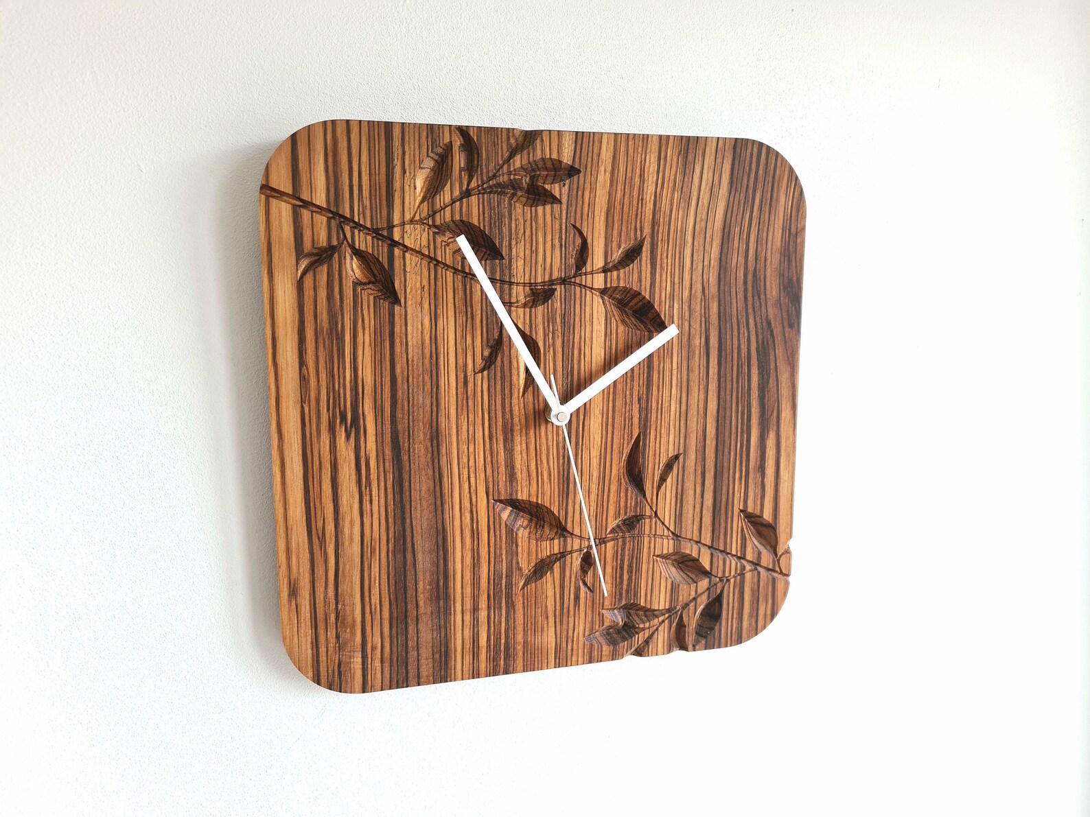 Exotic Wooden Wall Clock Zebrano Wood Wall Clock Modern | Etsy