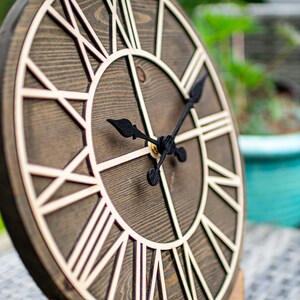 Cerused Black Grain Wooden Skeleton Clock Rustic Farmhouse Large Wall ...