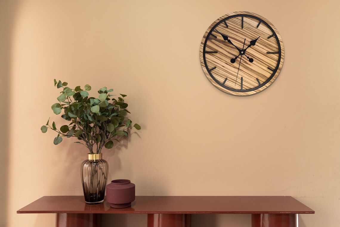 Exotic Wooden Wall Clock Zebrano Wood Wall Clock Modern | Etsy UK