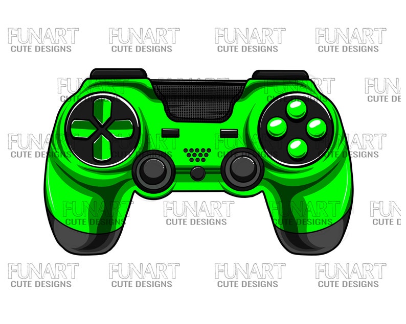 Green Video Game Controller Play Console Gamepad Computer Pad Gaming ...