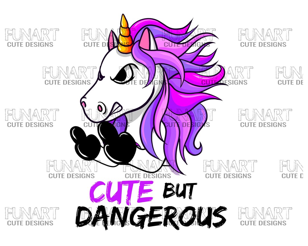 Cute but Dangerous Purple Funny Unicorn PNG File, Sublimation Design ...