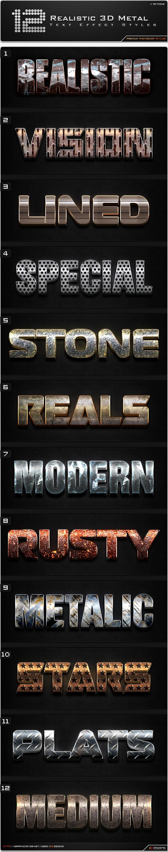 Awesome 3D Fonts Pack - Photoshop Styles ASL & PSD - Realistic 3D Fonts ...