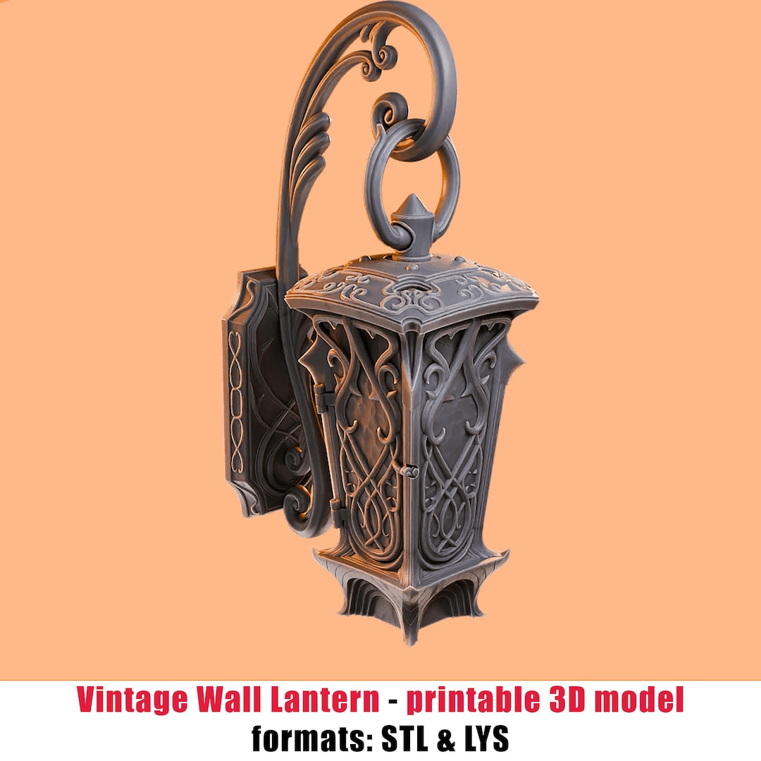 3D Printable Vintage Wall Lantern STL File – Intricate Decorative Light ...
