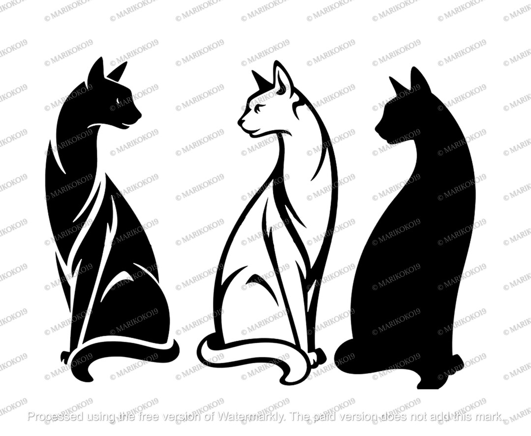 Cat SVG File Black Cat Clipart & Funny Cats Vector Graphics for Cricut ...