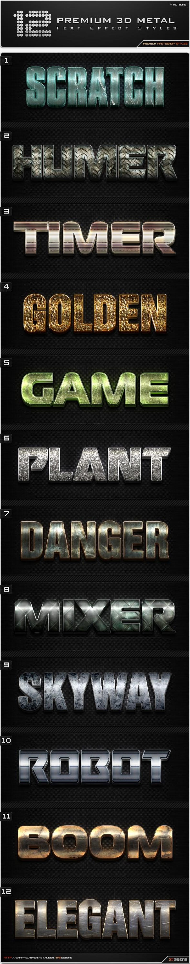 Awesome 3D Fonts Pack - Photoshop Styles ASL & PSD - Realistic 3D Fonts ...