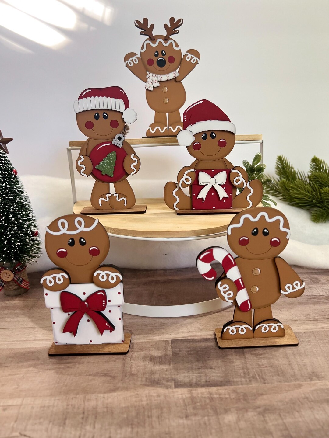 Christmas Gingerbread Shelf Sitters, Seasonal Wood Decor, Rustic ...