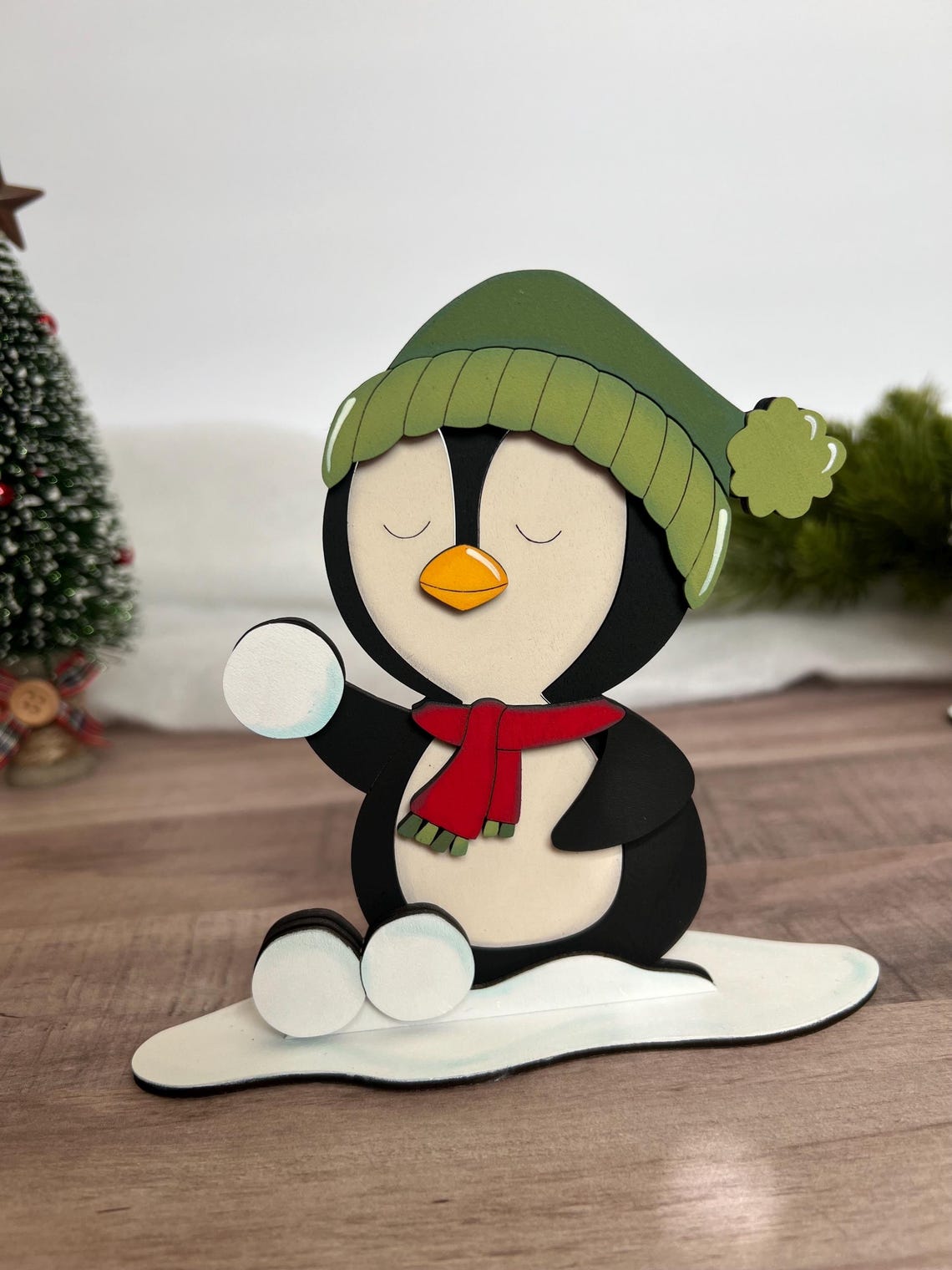 Hand-painted Christmas Penguin Shelf Sitters: Rustic Holiday Decor - Etsy