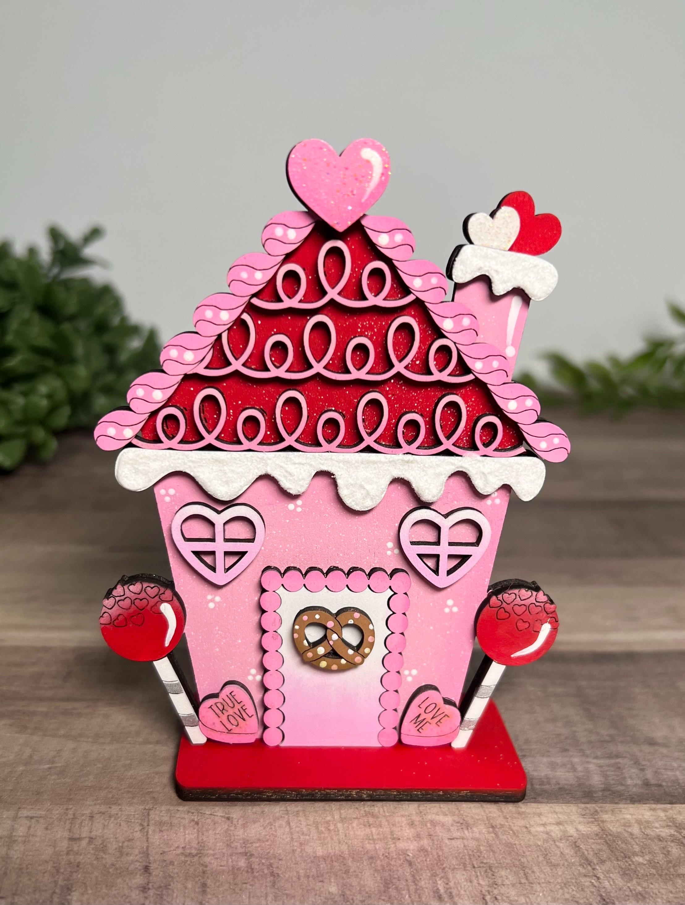 Wood Valentine Candy Village Shelf Sitters, Hand-painted Valentine’s ...