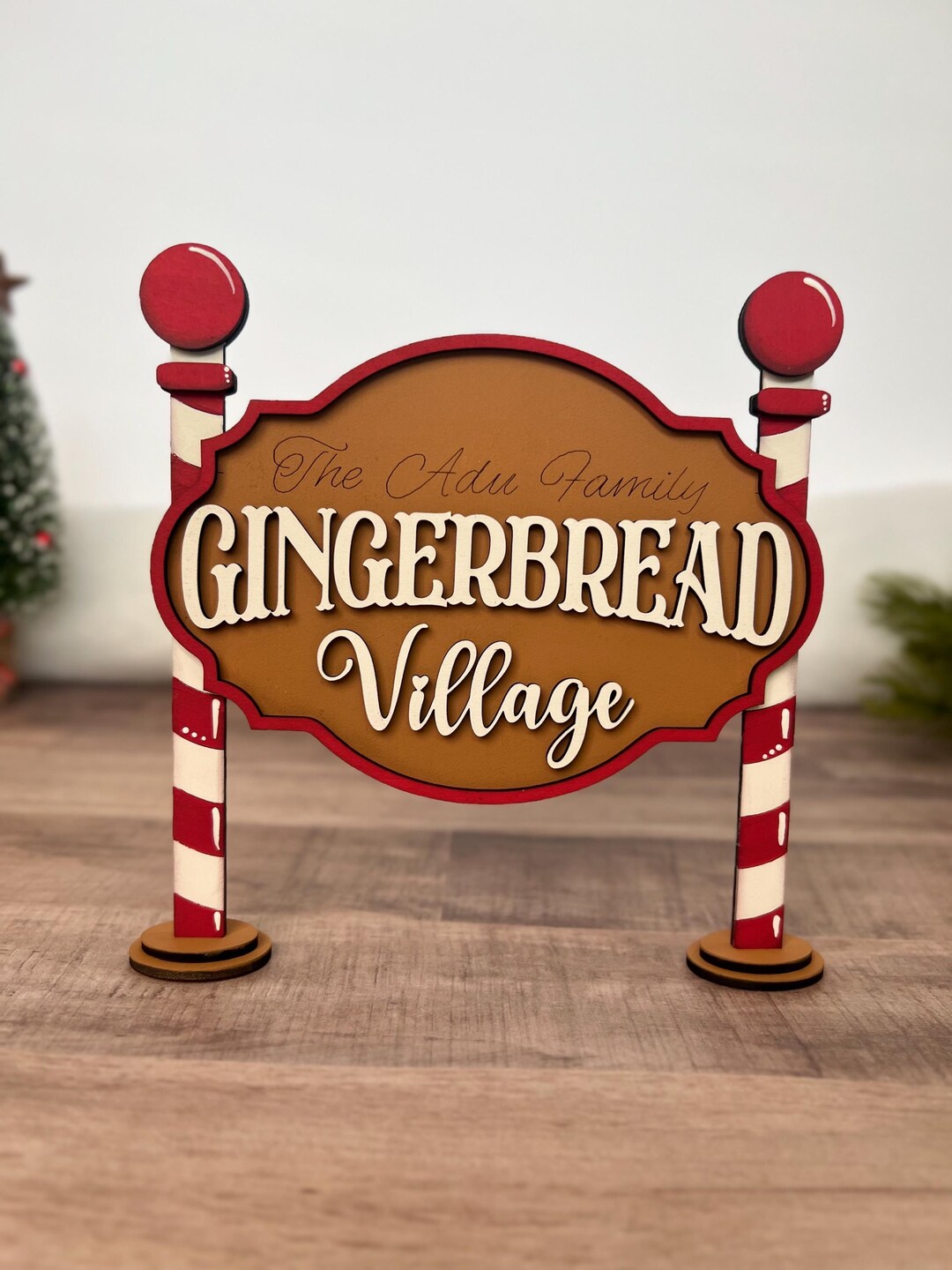 Personalized Christmas Gingerbread Village Sign, Custom Holiday Decor ...
