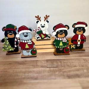 Wood Christmas Bears, Holiday Decoration, Rustic Farmhouse Decor ...