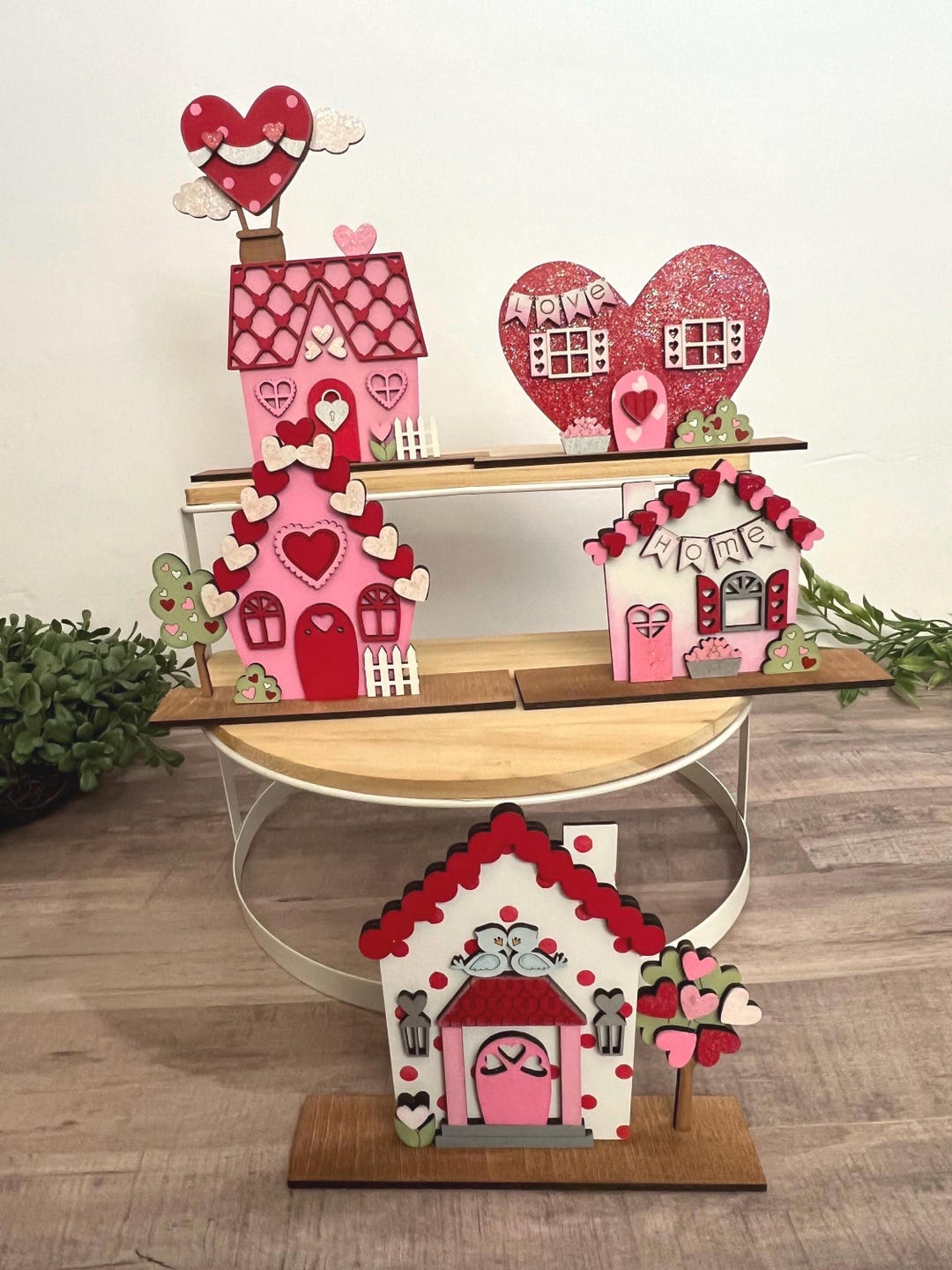 Wood Valentine Village Shelf Sitters, Hand-painted Valentine’s Day ...