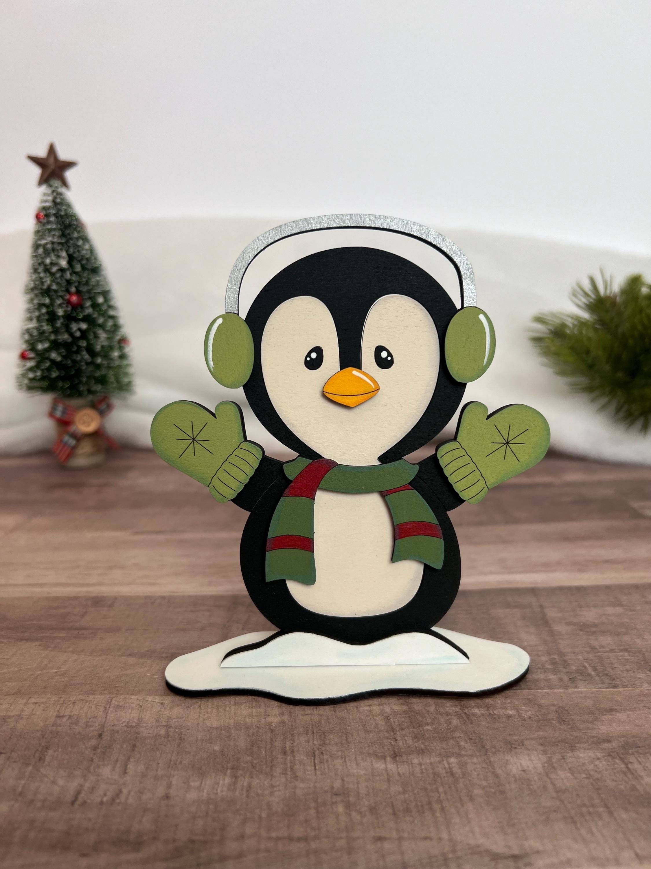 Hand-painted Christmas Penguin Shelf Sitters: Rustic Holiday Decor - Etsy