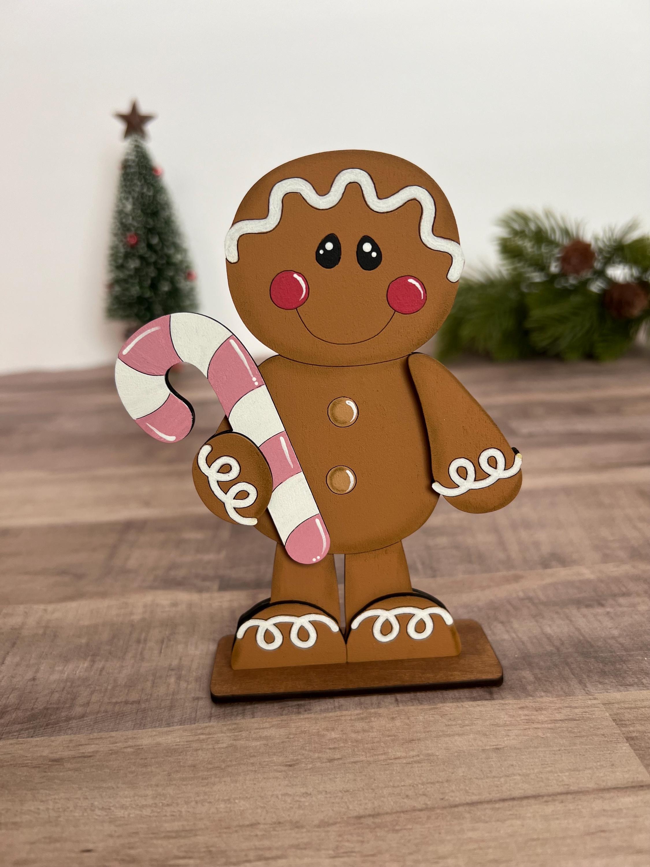 Christmas Gingerbread Shelf Sitter, Christmas Tiered Tray Decor, Pink ...