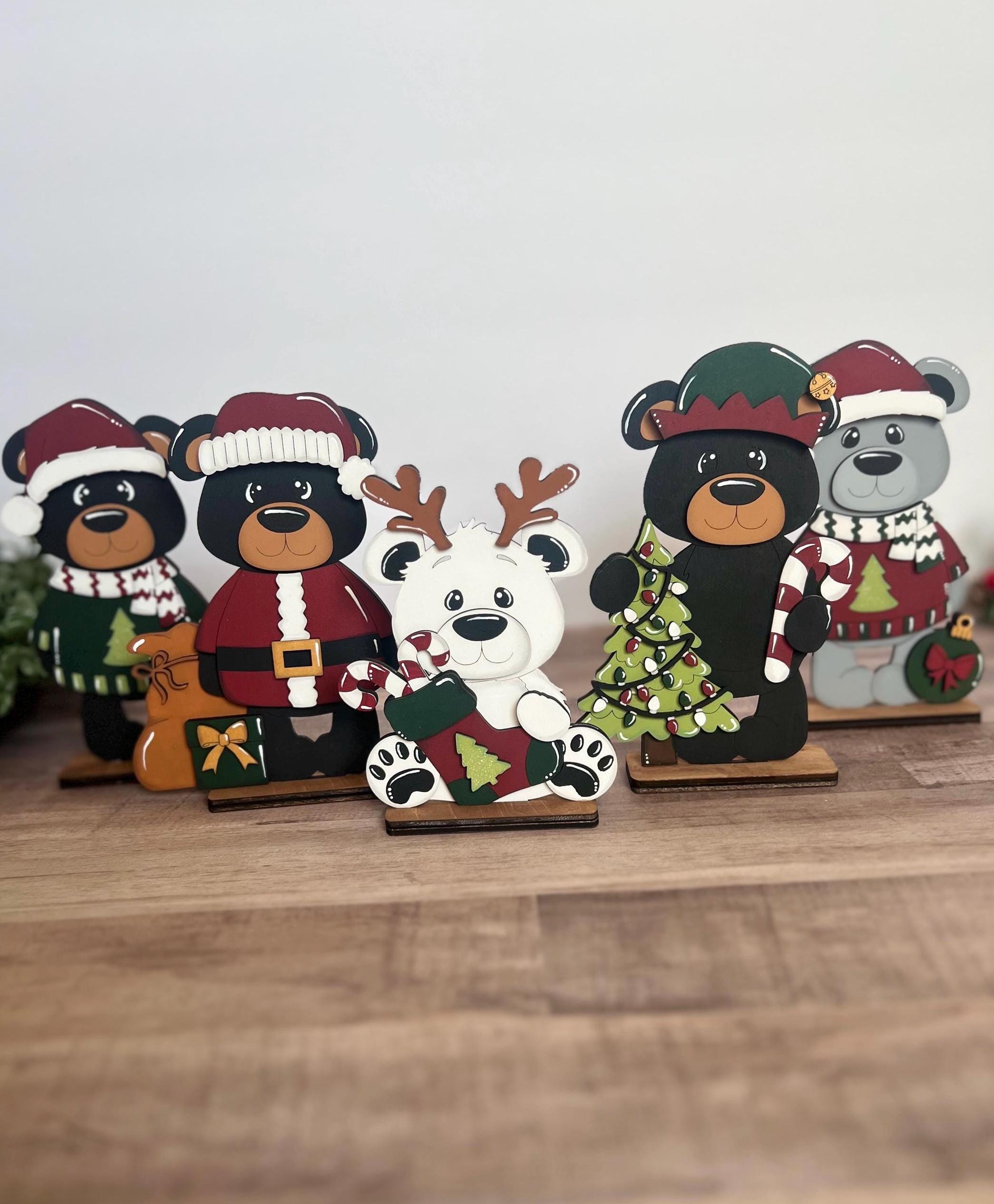 Wood Christmas Bears, Holiday Decoration, Rustic Farmhouse Decor ...