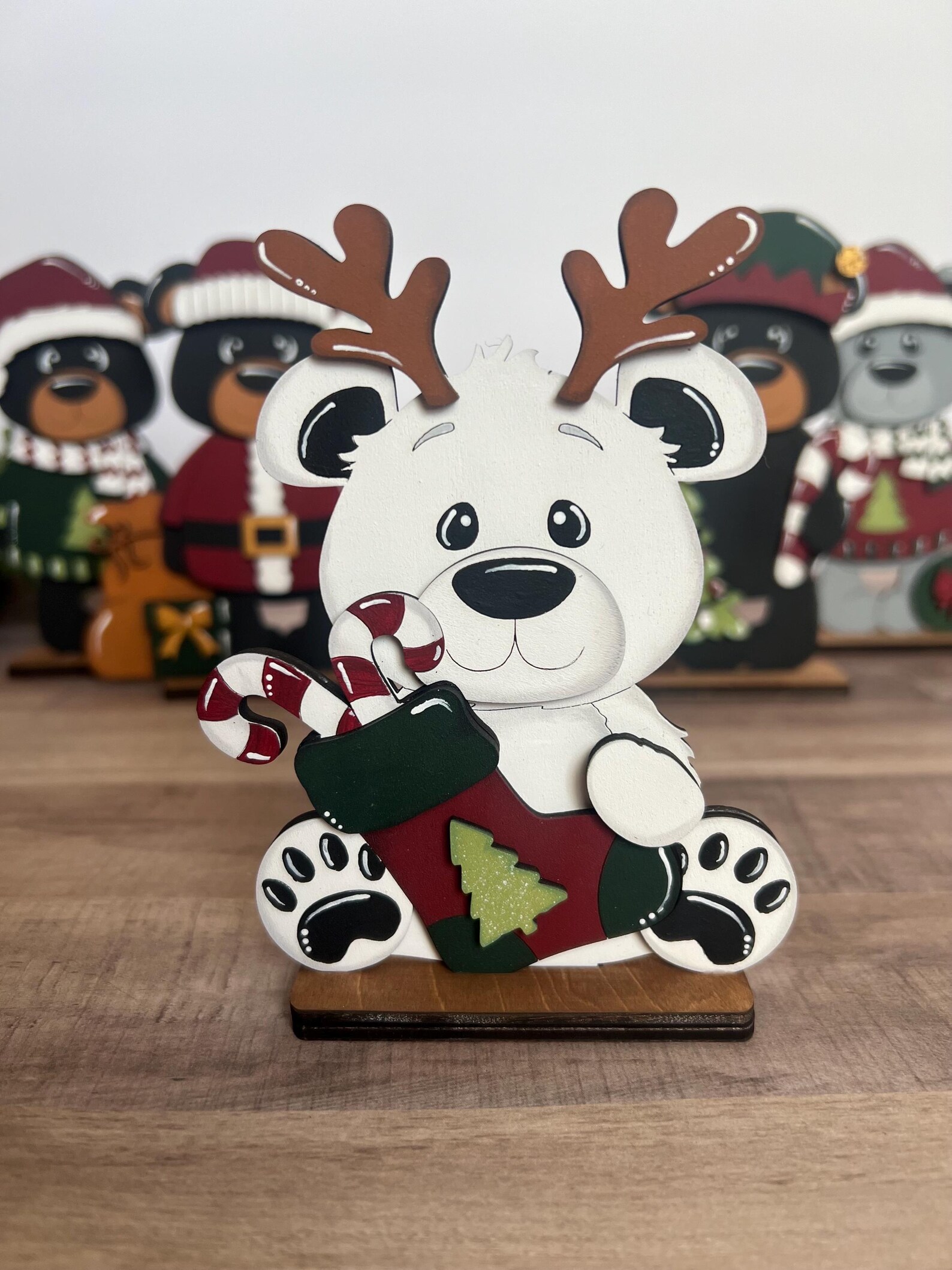 Wood Christmas Bears, Holiday Decoration, Rustic Farmhouse Decor ...