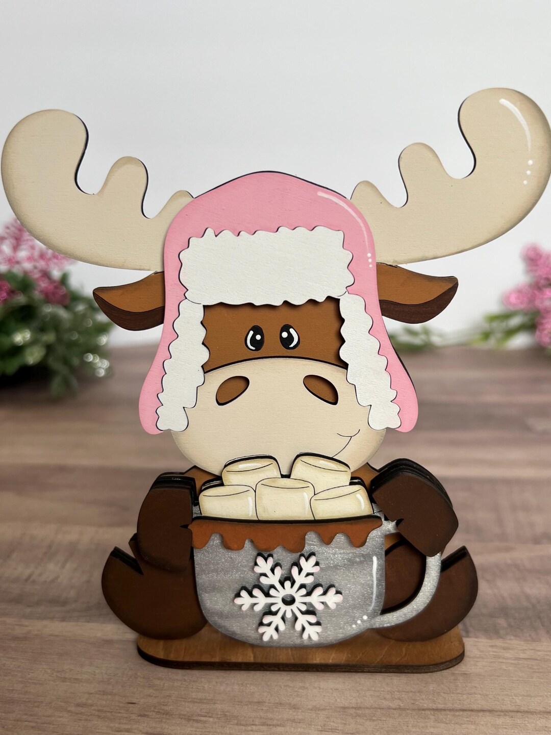 Christmas Moose Shelf Sitter. Moose Gift, Rustic Farmhouse Holiday ...