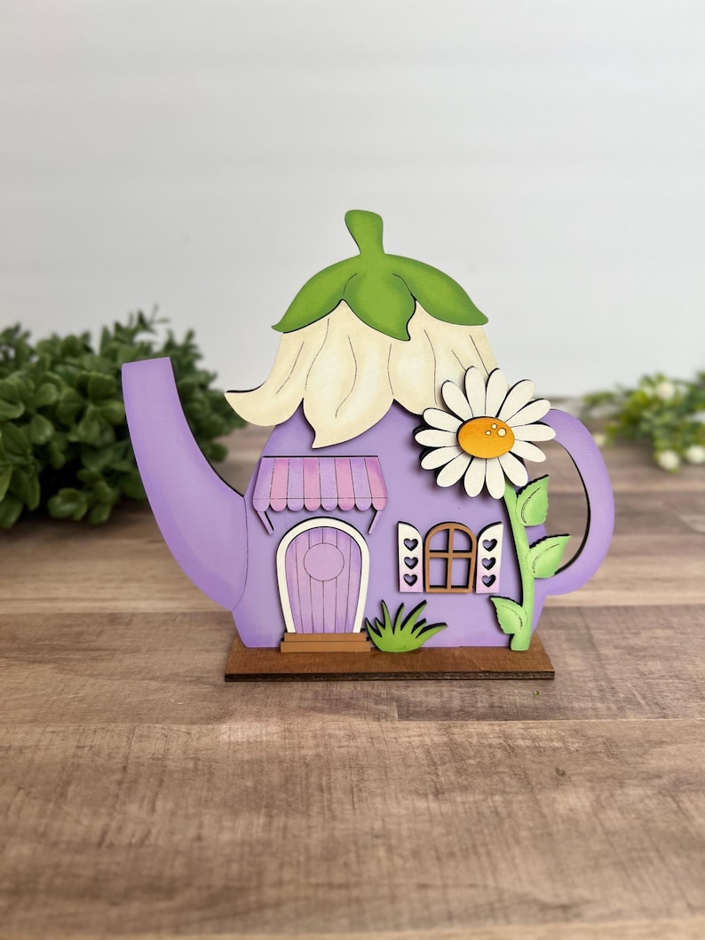 Spring Daisy Village Shelf Sitters, Hand Painted Wood Spring Village ...