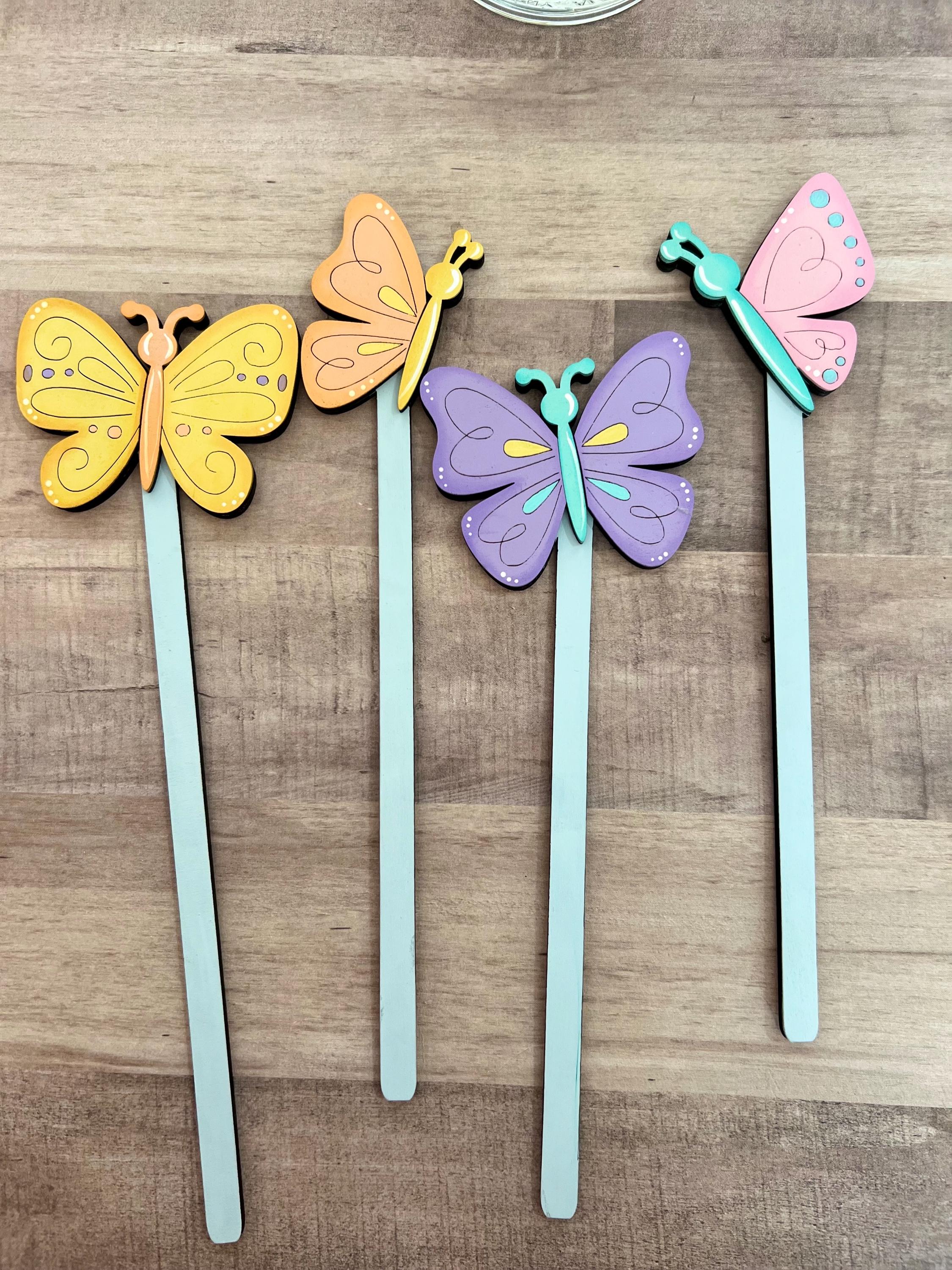 Wood Floral Picks Set, Spring Flower Sticks Decor, Tiered Tray Floral ...