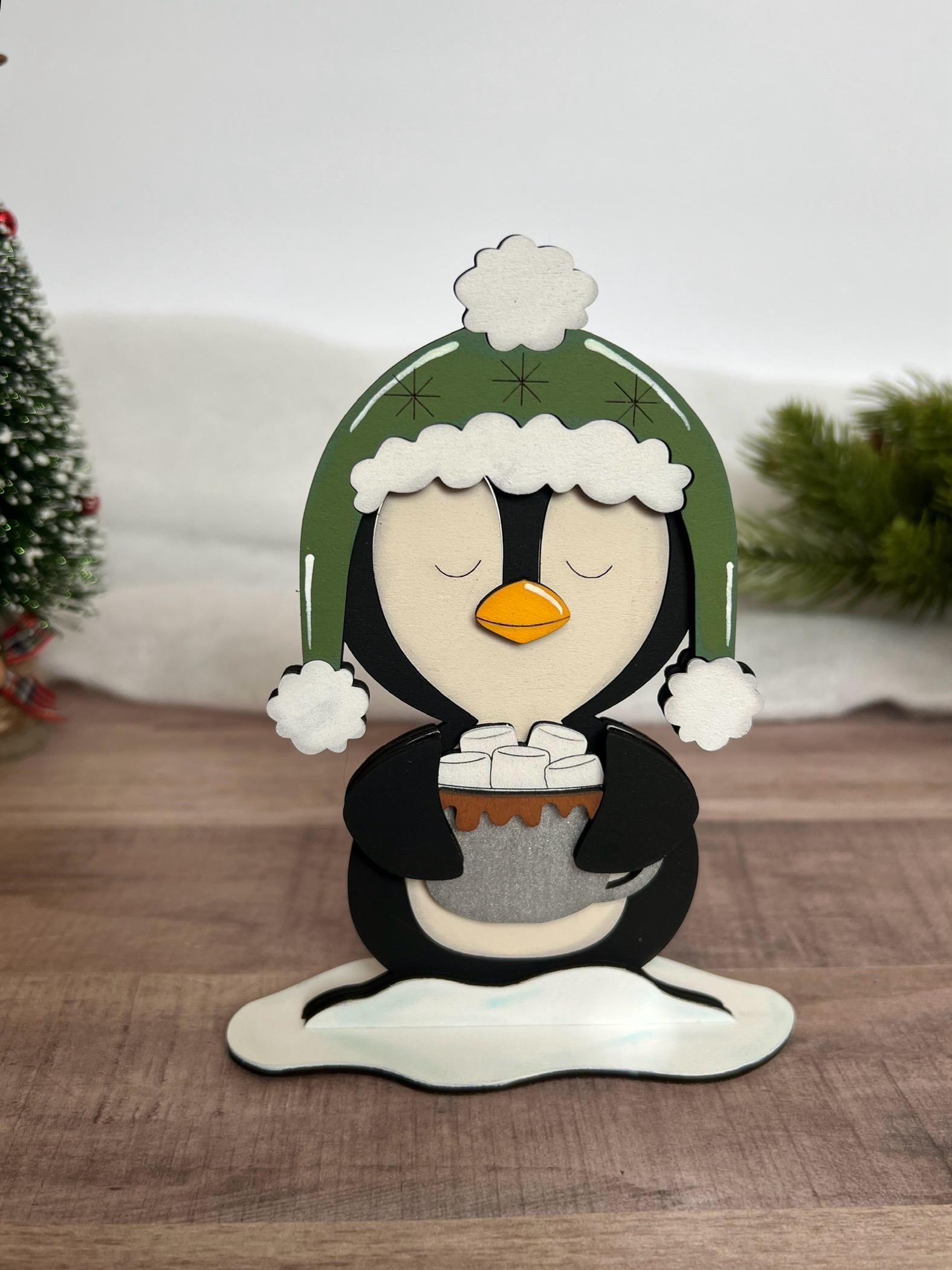 Hand-painted Christmas Penguin Shelf Sitters: Rustic Holiday Decor - Etsy