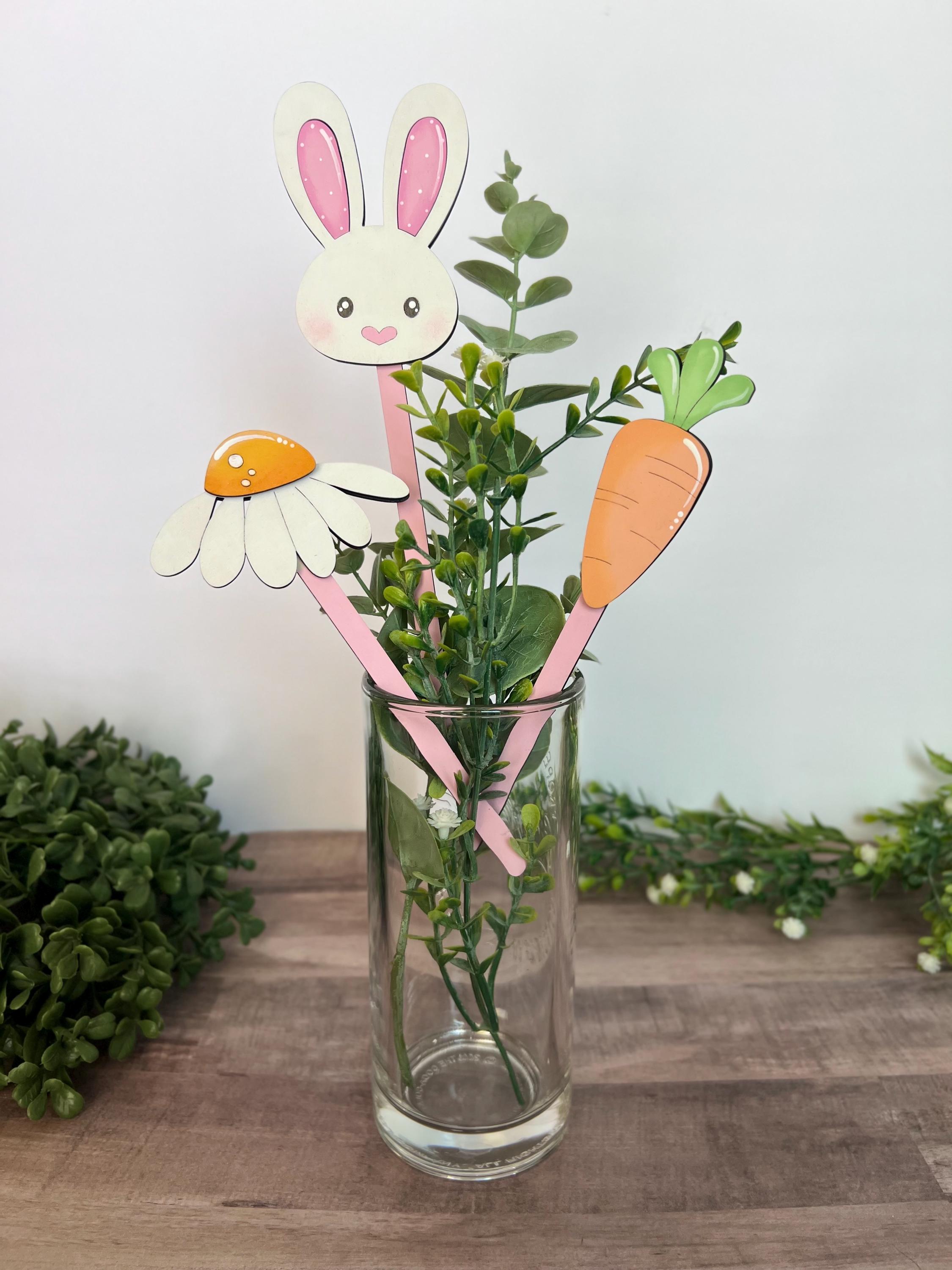 Wood Floral Picks Set, Spring Flower Sticks Decor, Tiered Tray Floral ...