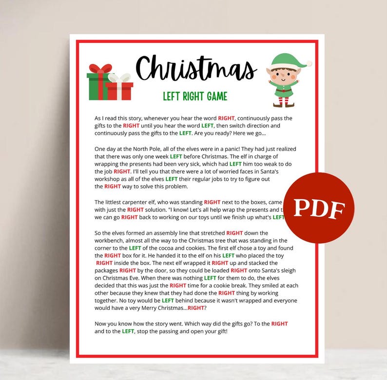 Left Right Christmas Game, Christmas Gift Exchange Game, Christmas Pass ...