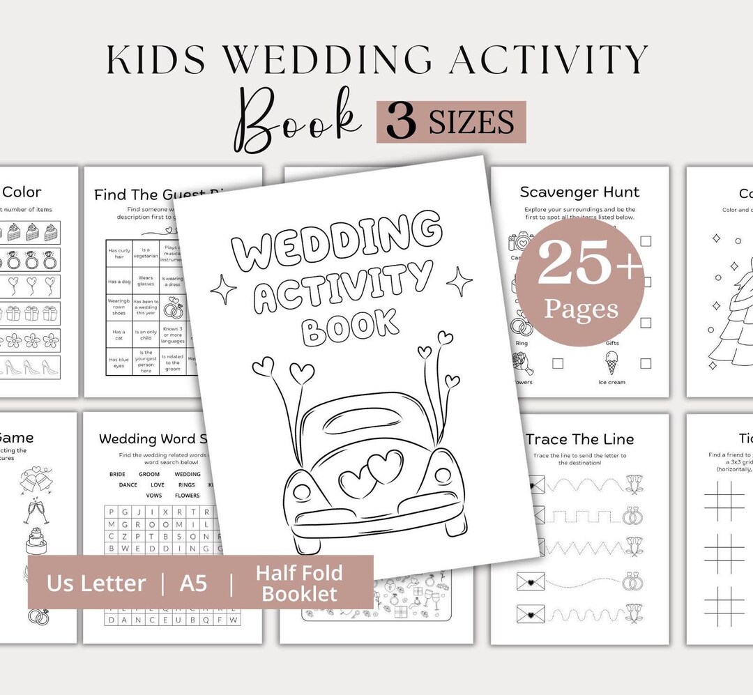 Kids Wedding Activity Pack Wedding Coloring Book Wedding Activity Book ...