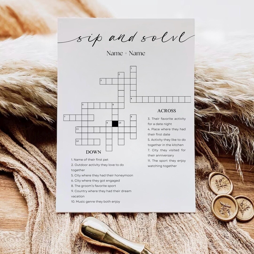 Custom Wedding Crossword Puzzle | Wedding Small Crossword ...