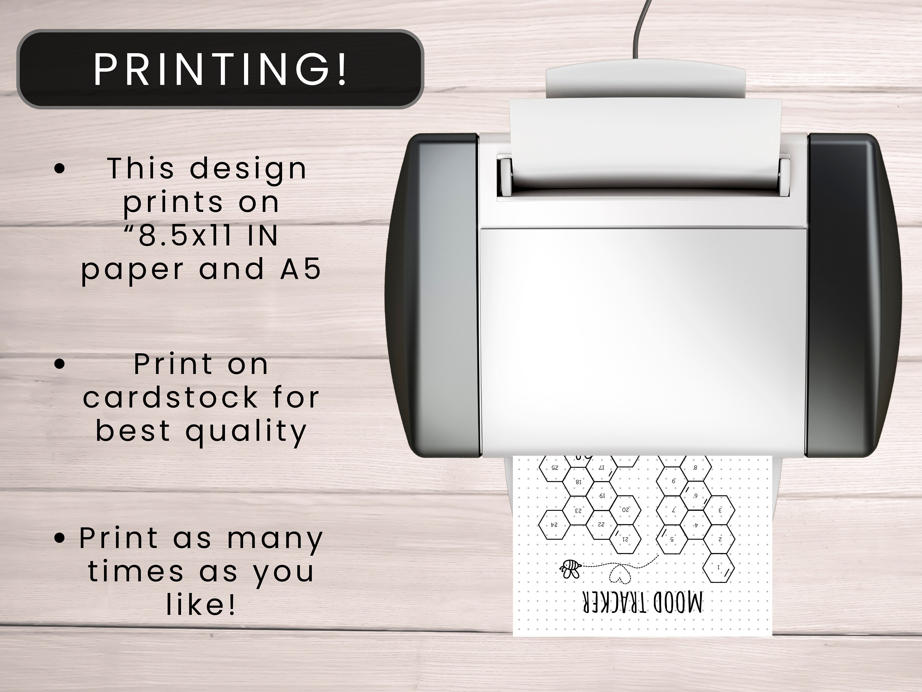 Bee Mood Tracker A5 Printable Journal Page May Mood Tracker Habit ...