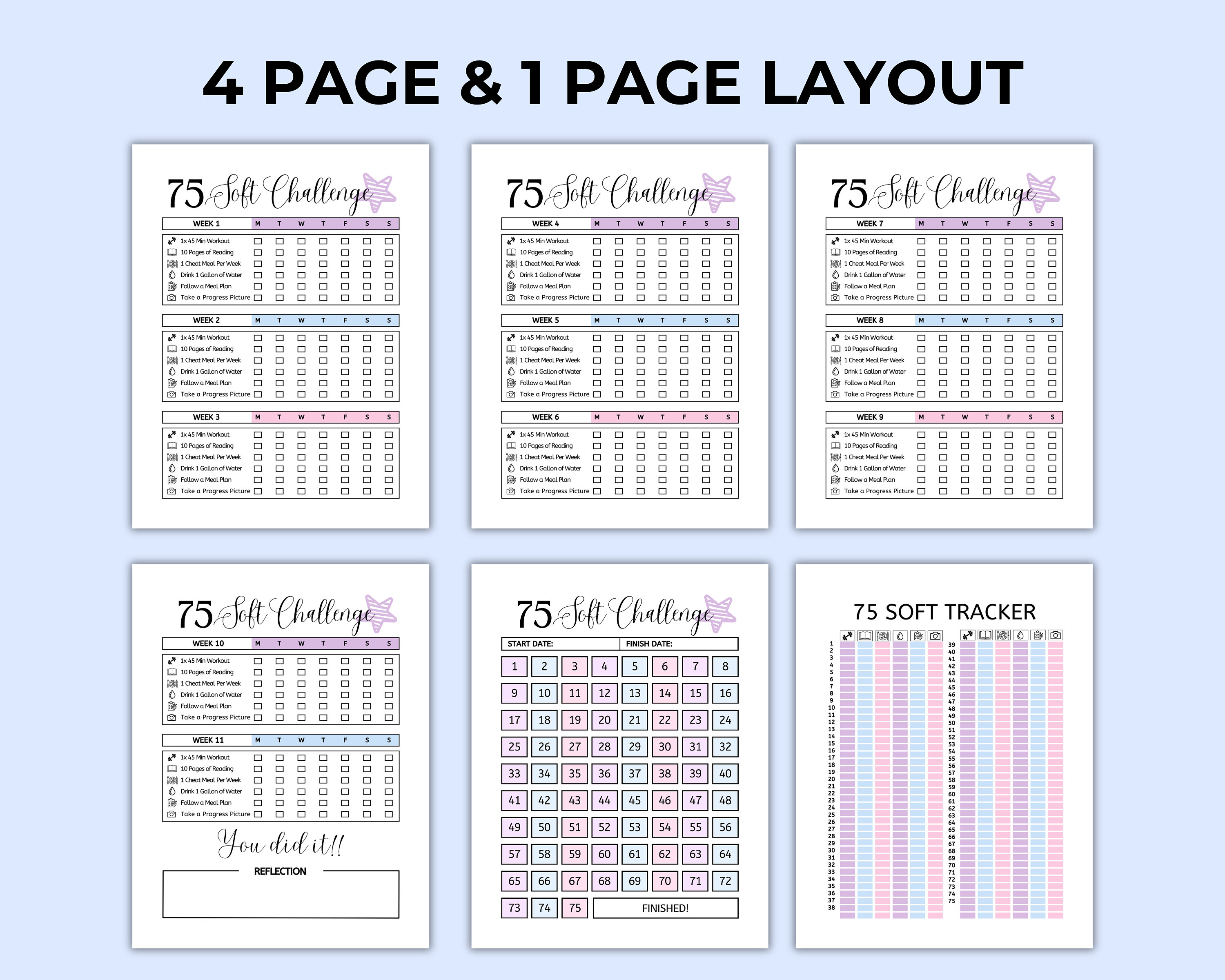 Editable 75 Soft Challenge Tracker, Daily 75 Soft Challenge Journal, 75 ...
