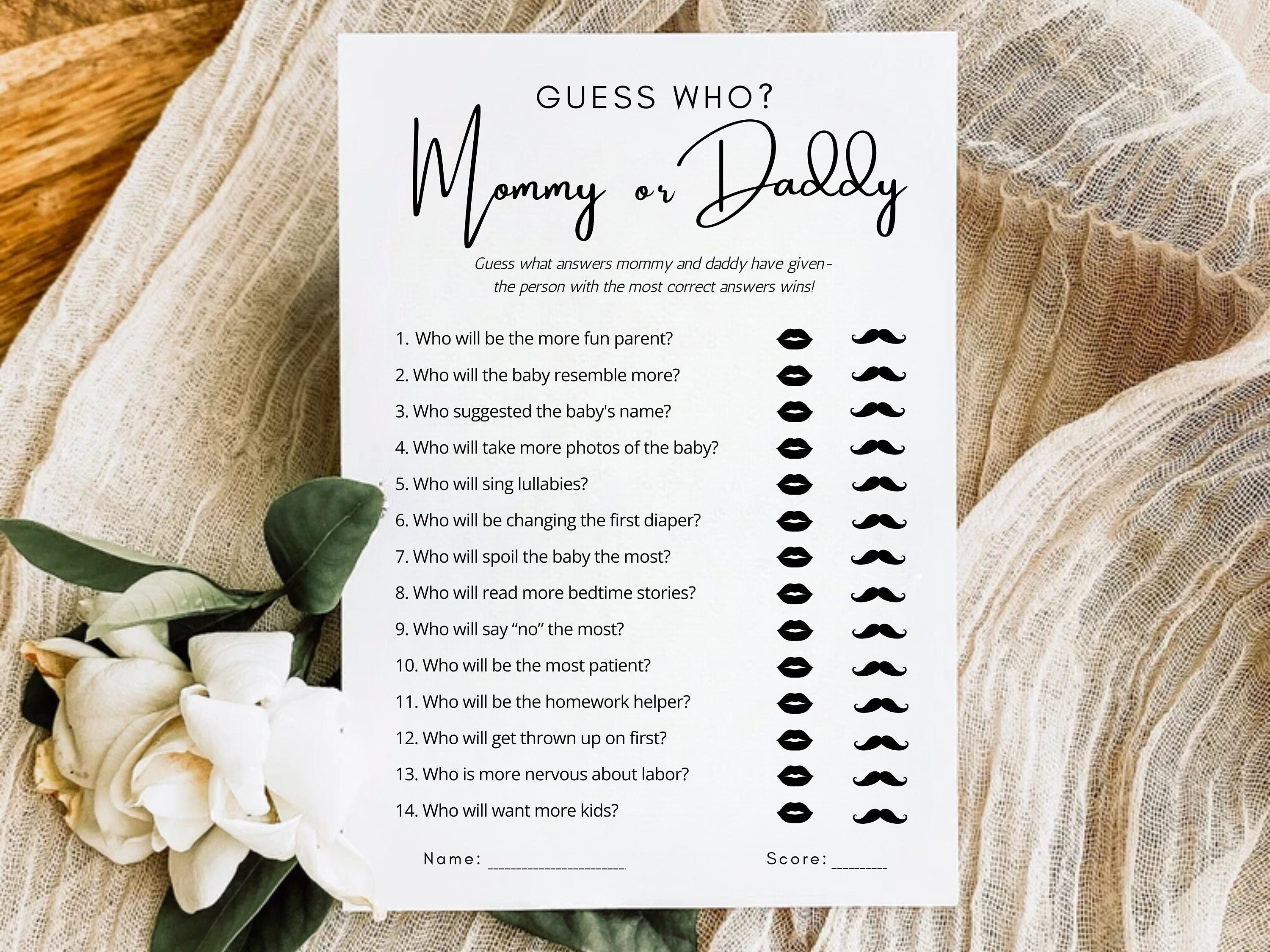 Guess Who Mommy or Daddy Game Baby Shower Party Game Mommy or Daddy ...