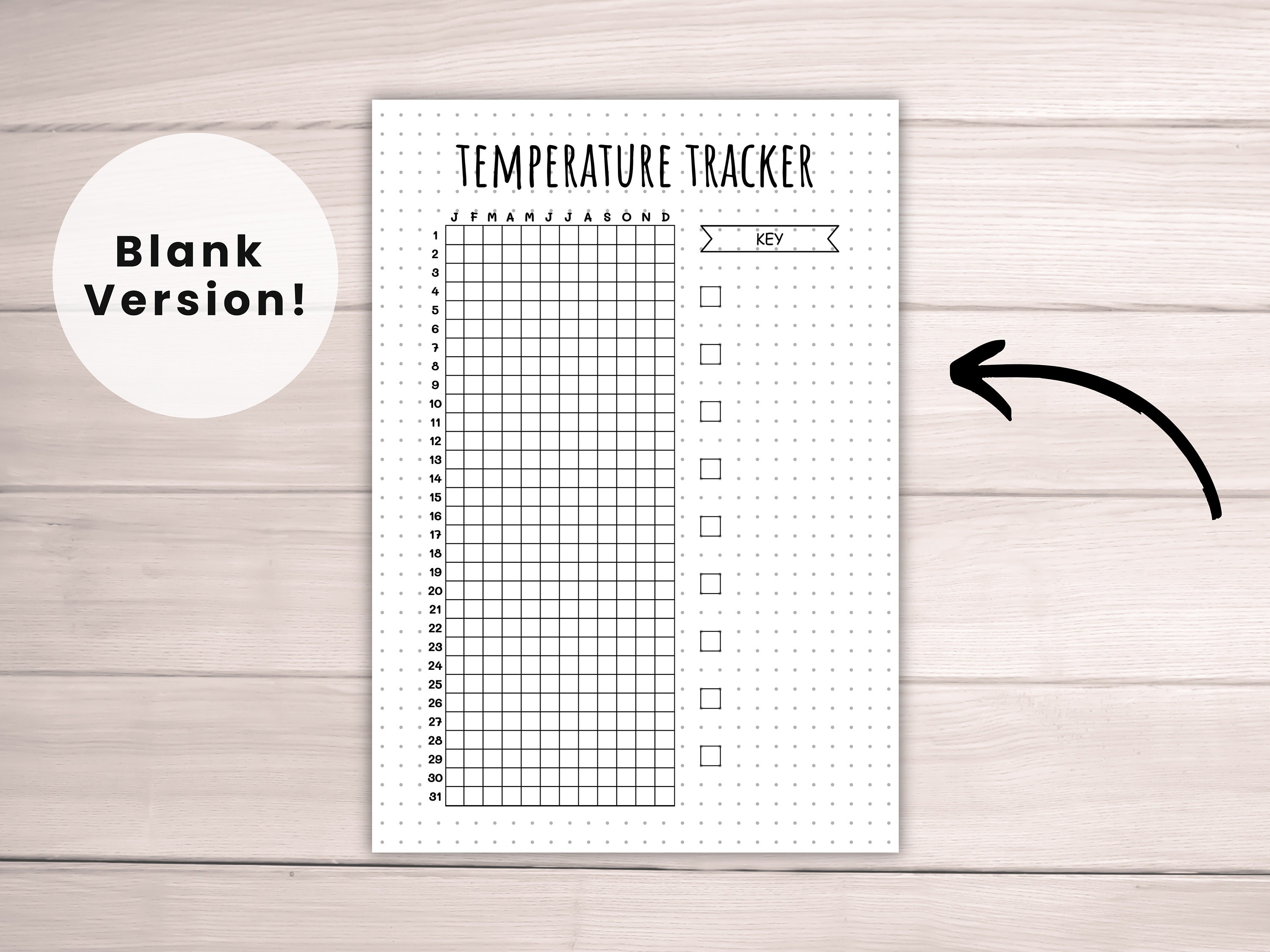 Yearly Temperature Tracker A5 Printable Journal Page Weather Trends Log ...