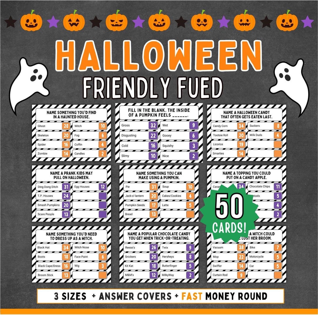 Halloween Family Feud, Halloween Friendly Feud Game, Halloween Trivia ...