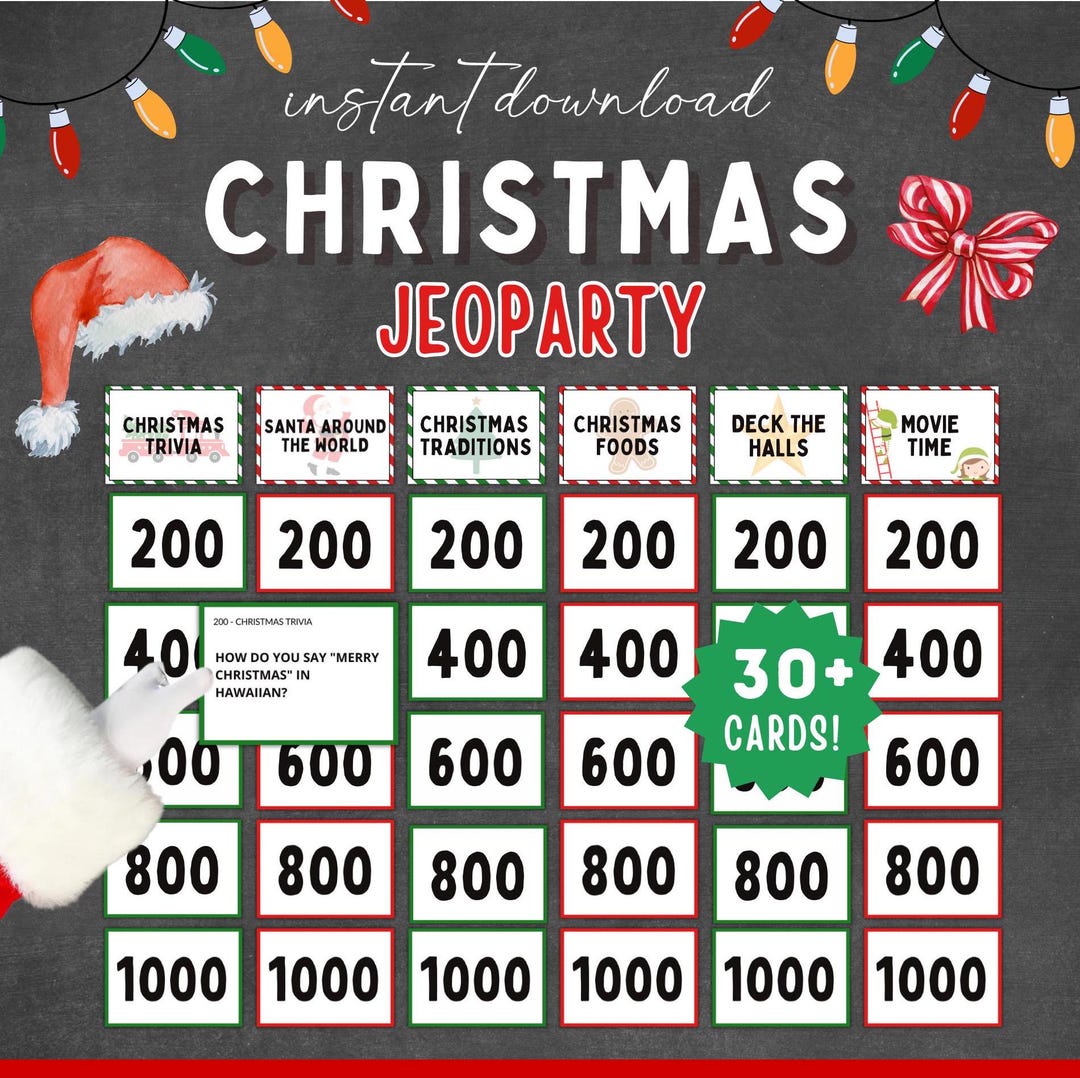 Christmas Jeopardy Game, Holiday Jeopardy Trivia Game, Holiday Trivia ...