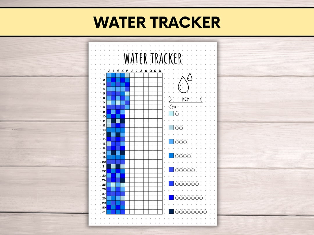 Yearly Water Tracker A5 Printable Journal Page Printable Monthly Water ...