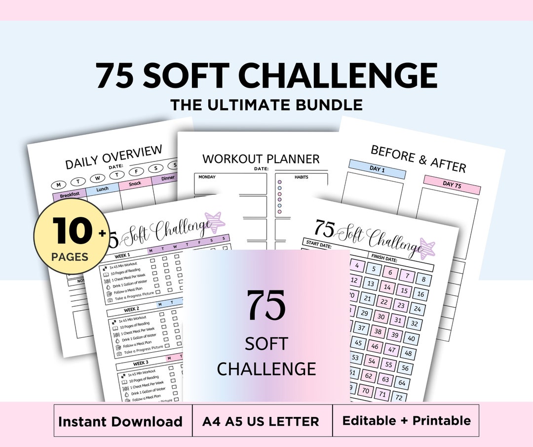 Editable 75 Soft Challenge Tracker, Daily 75 Soft Challenge Journal, 75 ...