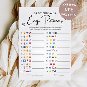 Emoji Pictionary Baby Shower Game, Baby Shower Emoji Game, Baby Phrases ...