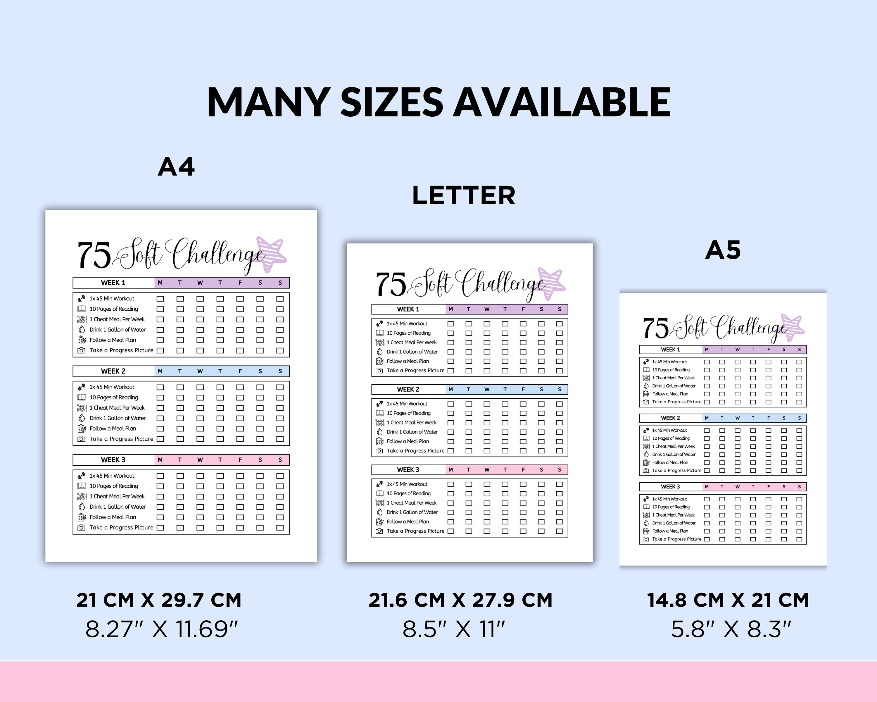 Editable 75 Soft Challenge Tracker, Daily 75 Soft Challenge Journal, 75 ...