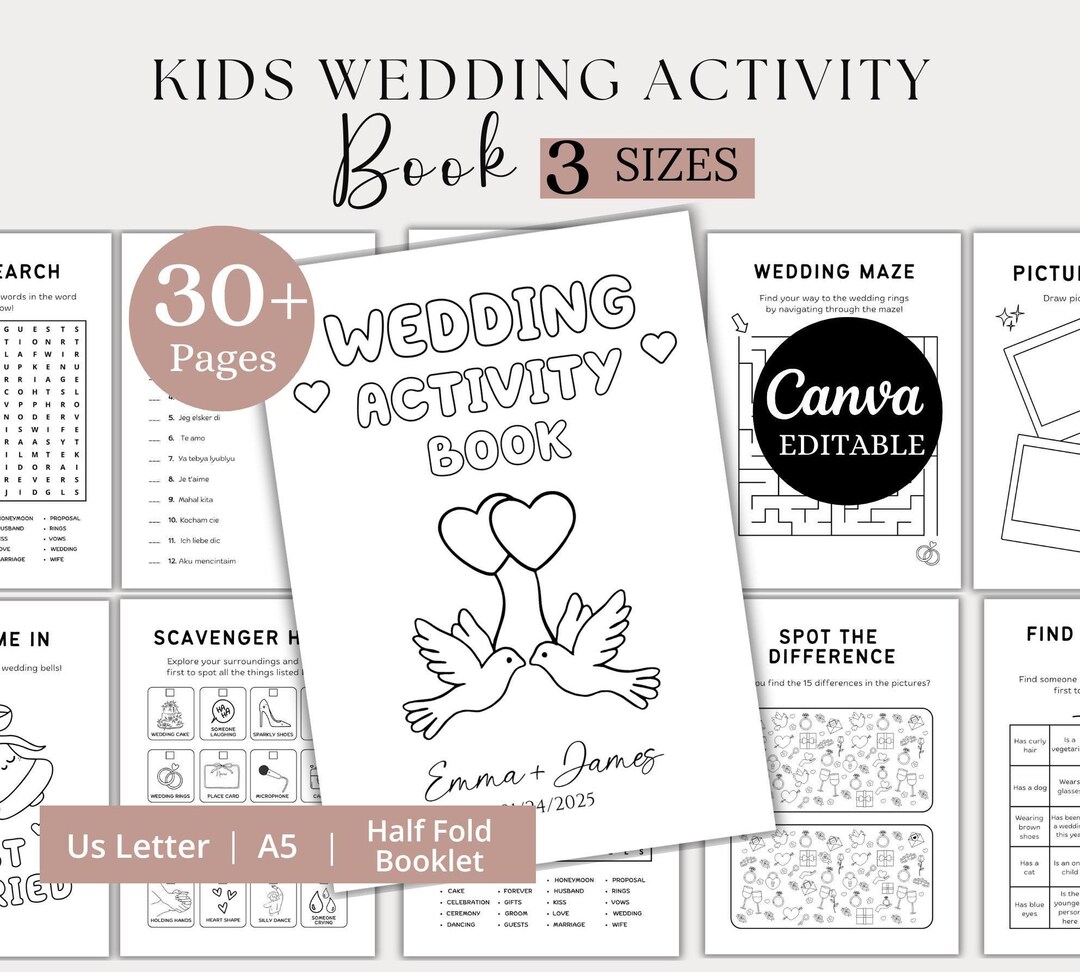 Kids Wedding Activity Pack Wedding Coloring Book Wedding Activity Book ...