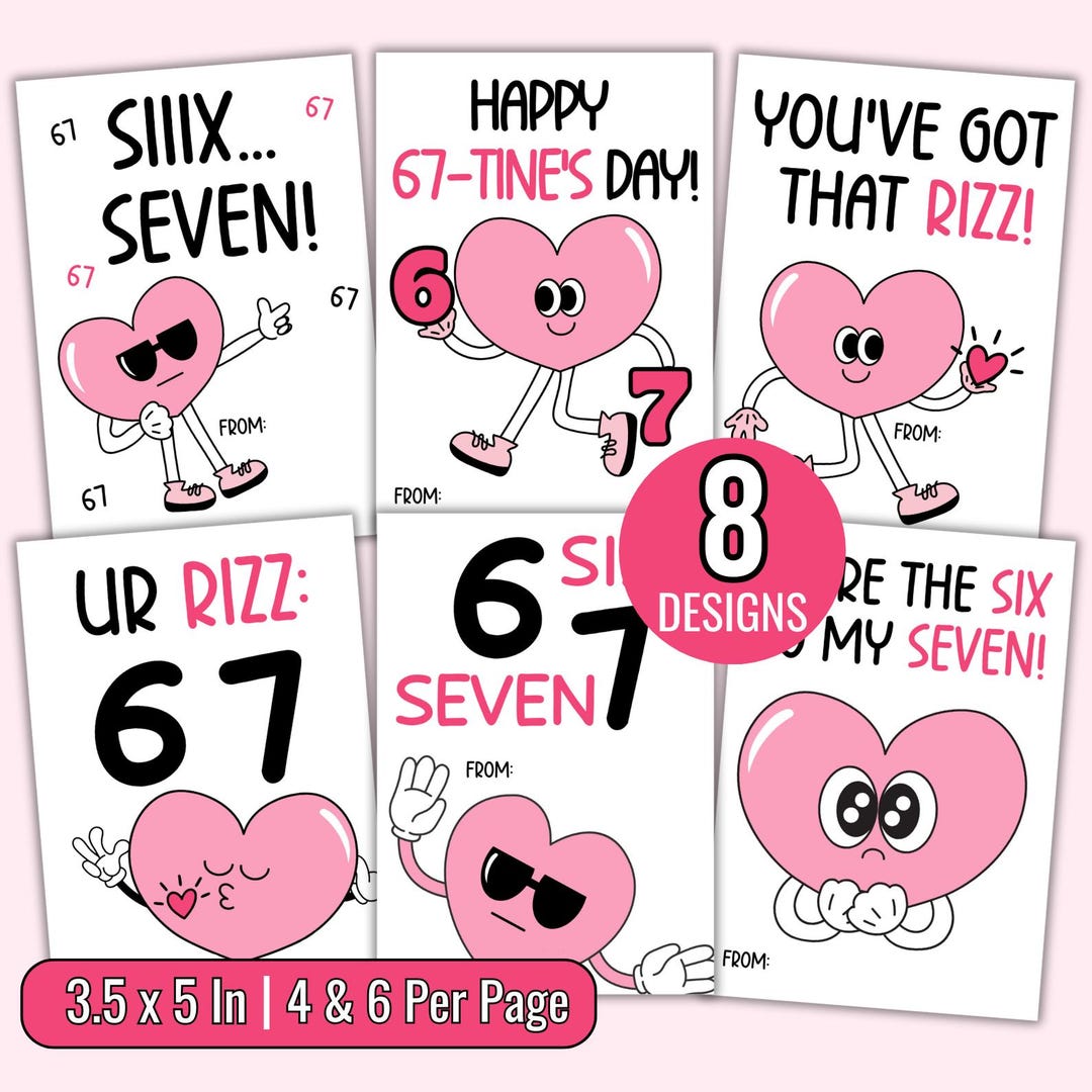 67 Slang Valentine Cards for Kids, 6 7 Printable Classroom Valentines ...