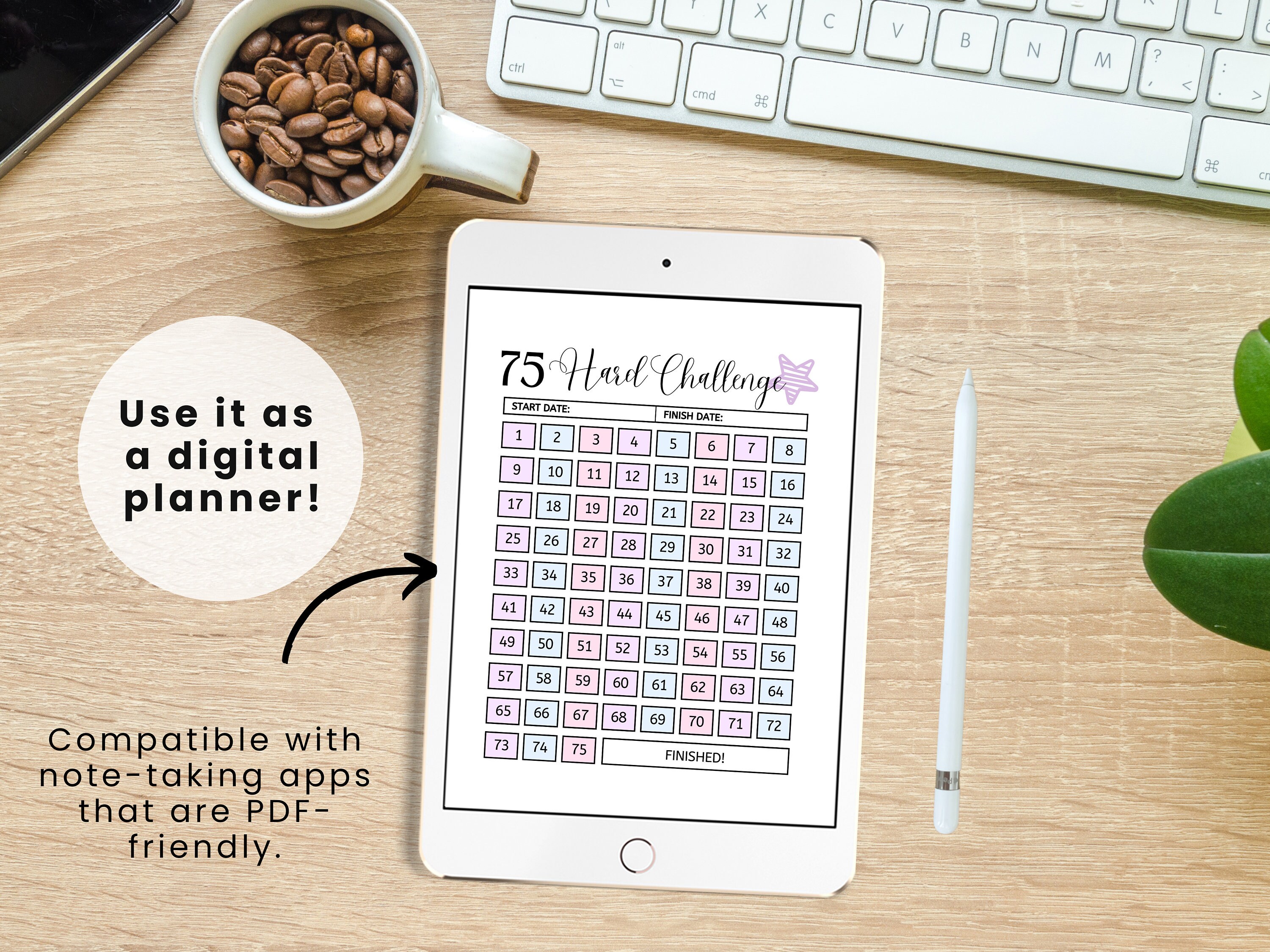 Editable 75 Hard Challenge Tracker Printable, 75 Hard Tracker, 75 Day ...